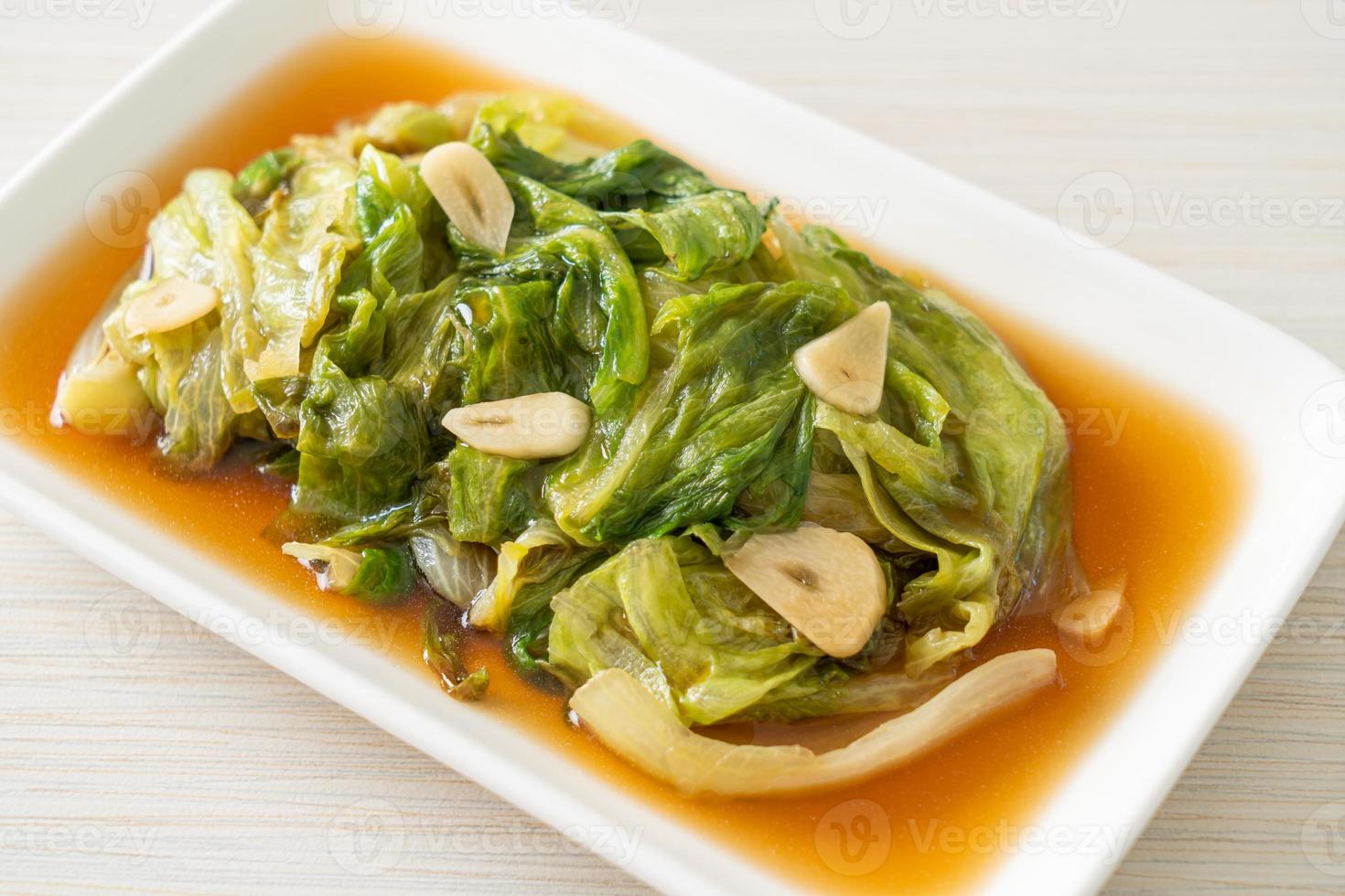 Stir fried Iceberg lettuce with Oyster sauce 9724921 Stock Photo at ...