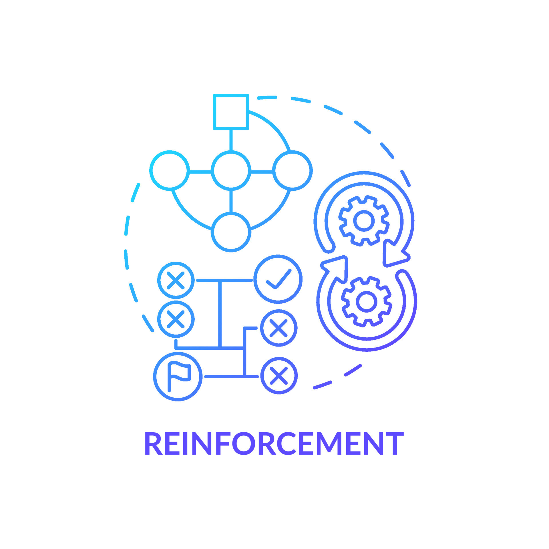 Reinforcement blue gradient concept icon. Interactive environment ...