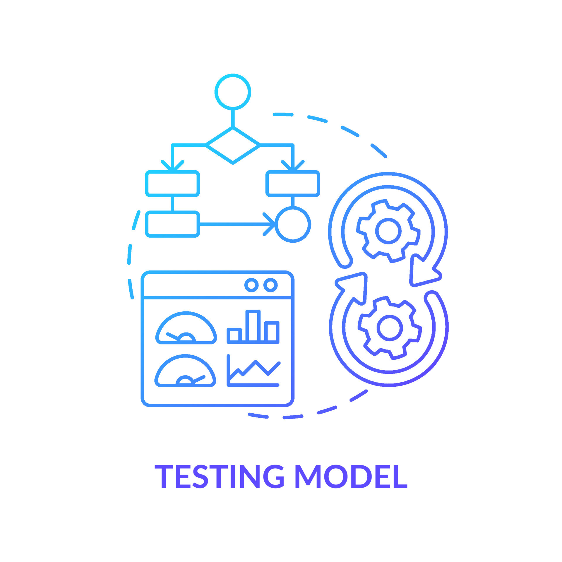 Testing Model Blue Gradient Concept Icon Artificial Intelligence Problem Solving Step In