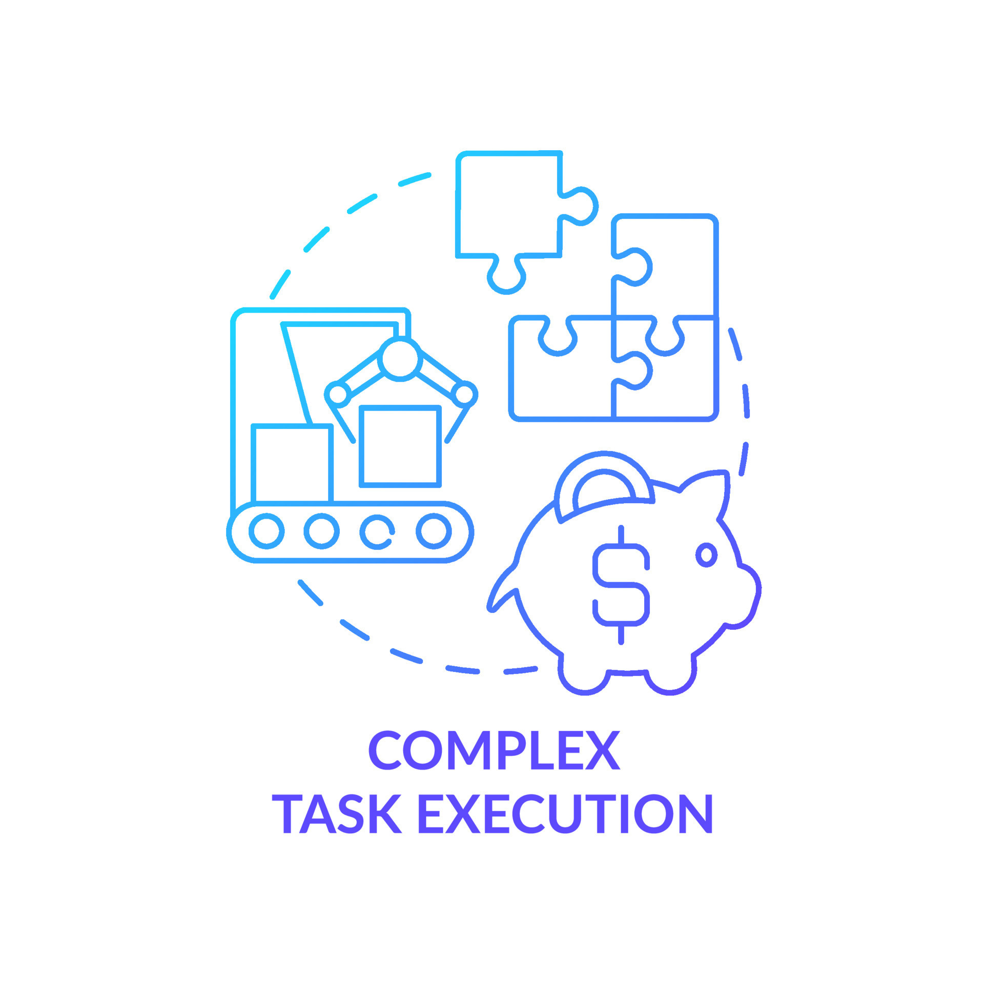 Complex task execution blue gradient concept icon. Automated system ... Complex task execution blue gradient concept icon. Automated system ...