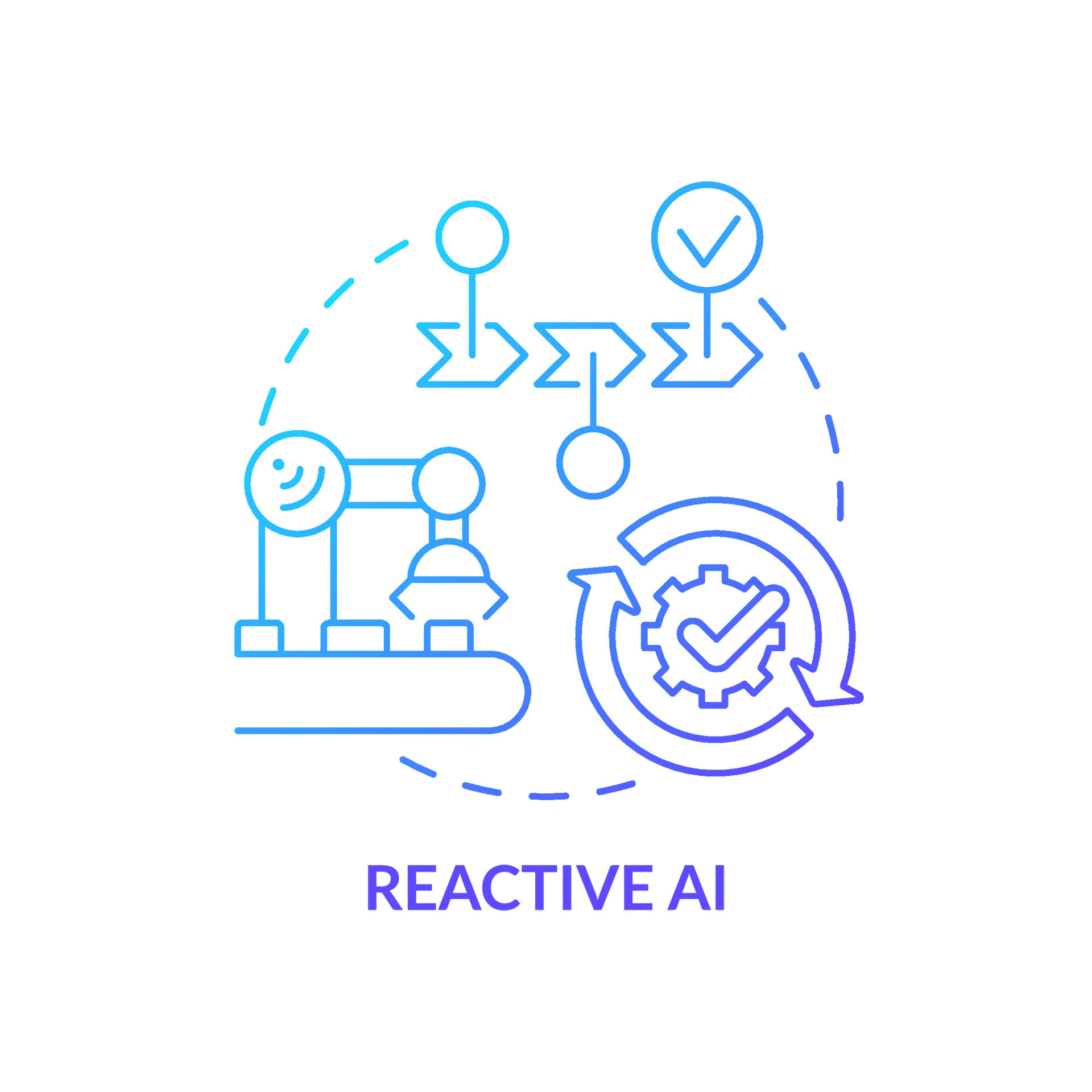 Reactive AI blue gradient concept icon. Predictable scenario ... Reactive AI blue gradient concept icon. Predictable scenario ...