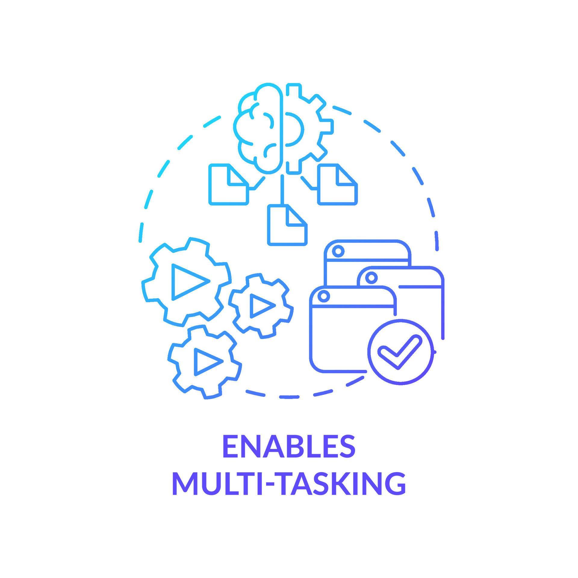 Enables Multi Tasking Blue Gradient Concept Icon Automated System Artificial Intelligence