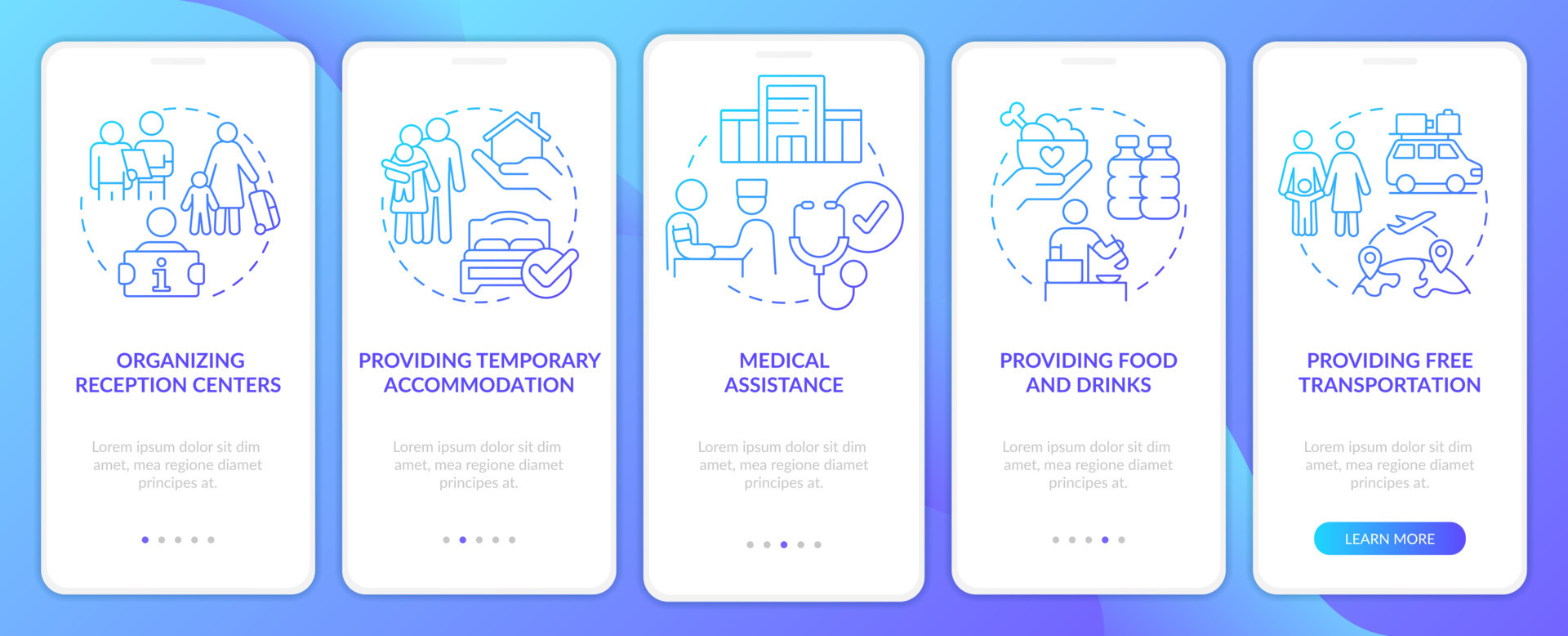 Government Initiatives Blue Gradient Onboarding Mobile App Screen