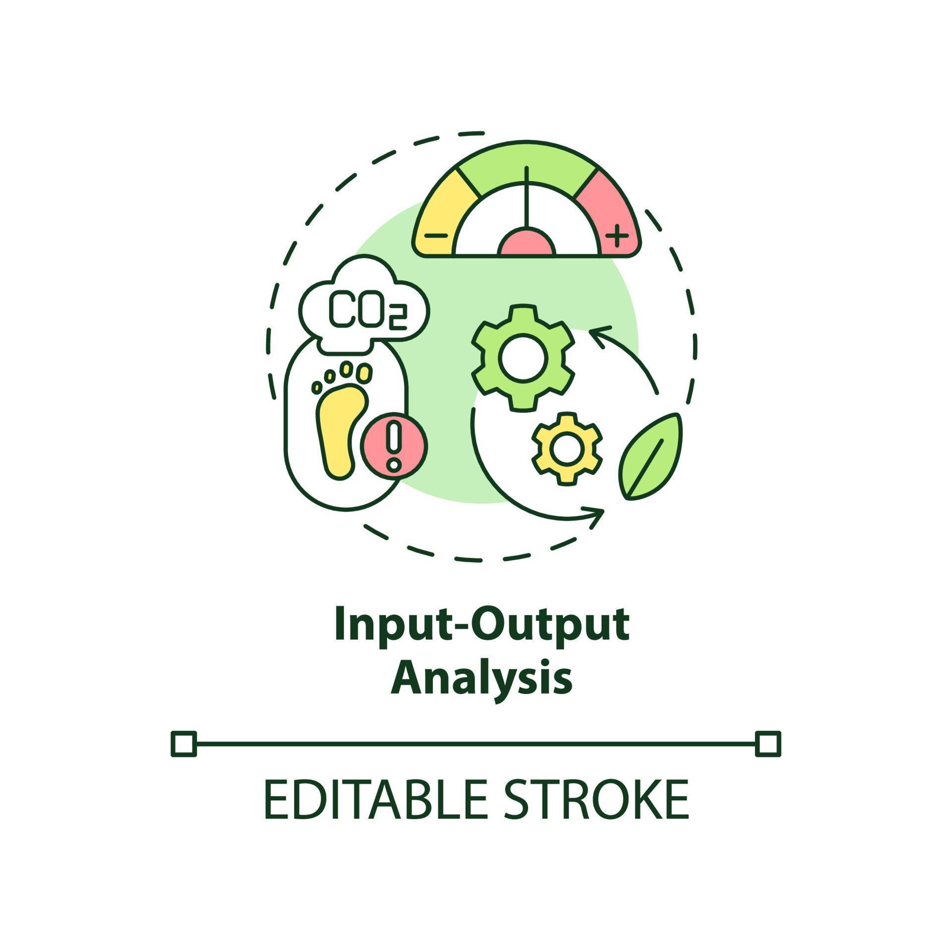Input output analysis concept icon. Science research. Method of industrial ecology abstract idea ...