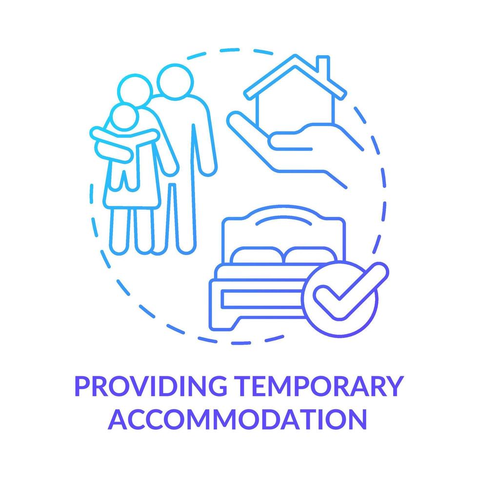 Providing temporary accommodation blue gradient concept icon. Interim ... Providing temporary accommodation blue gradient concept icon. Interim ...