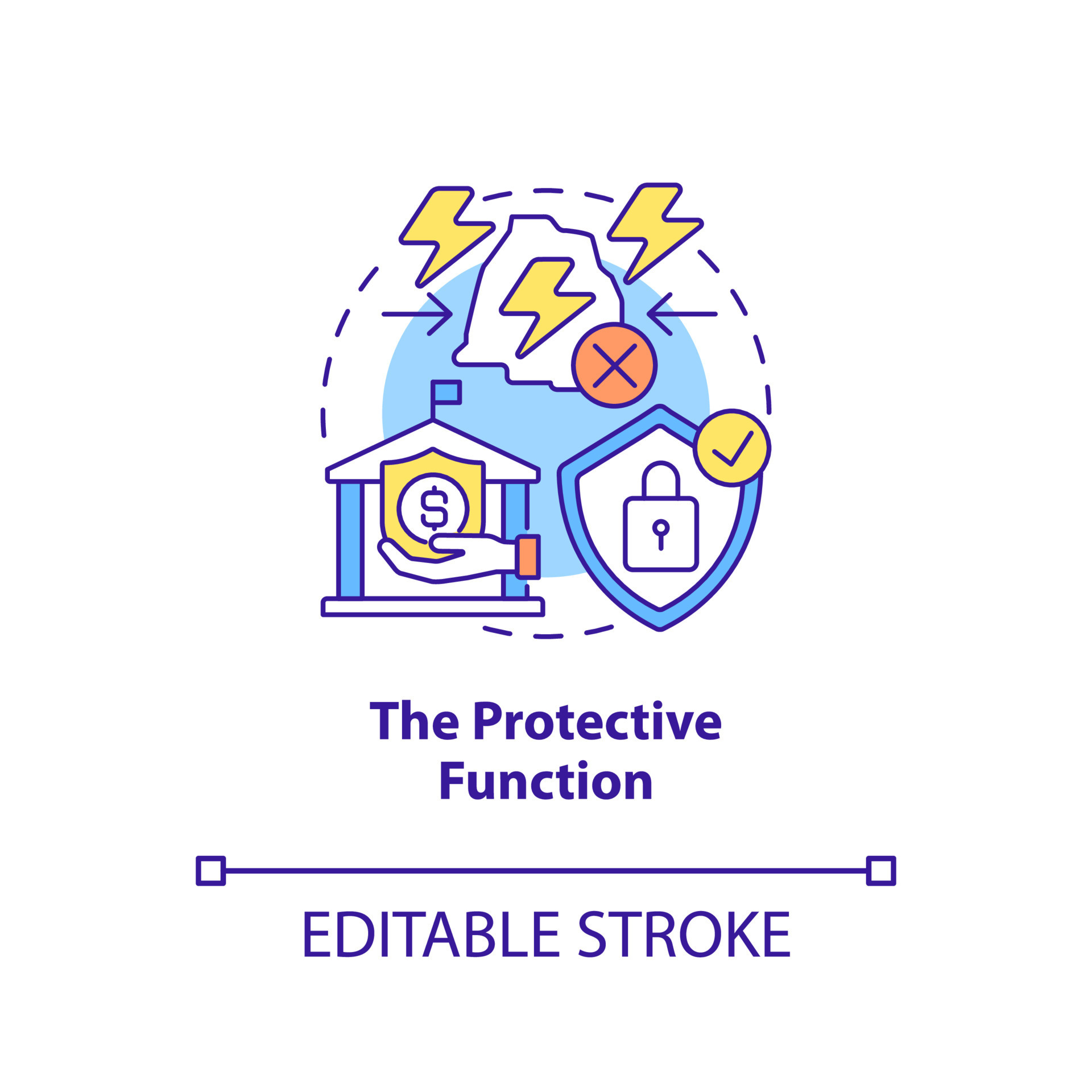 Protective function concept icon. Financial safety. National economic ... Protective function concept icon. Financial safety. National economic ...
