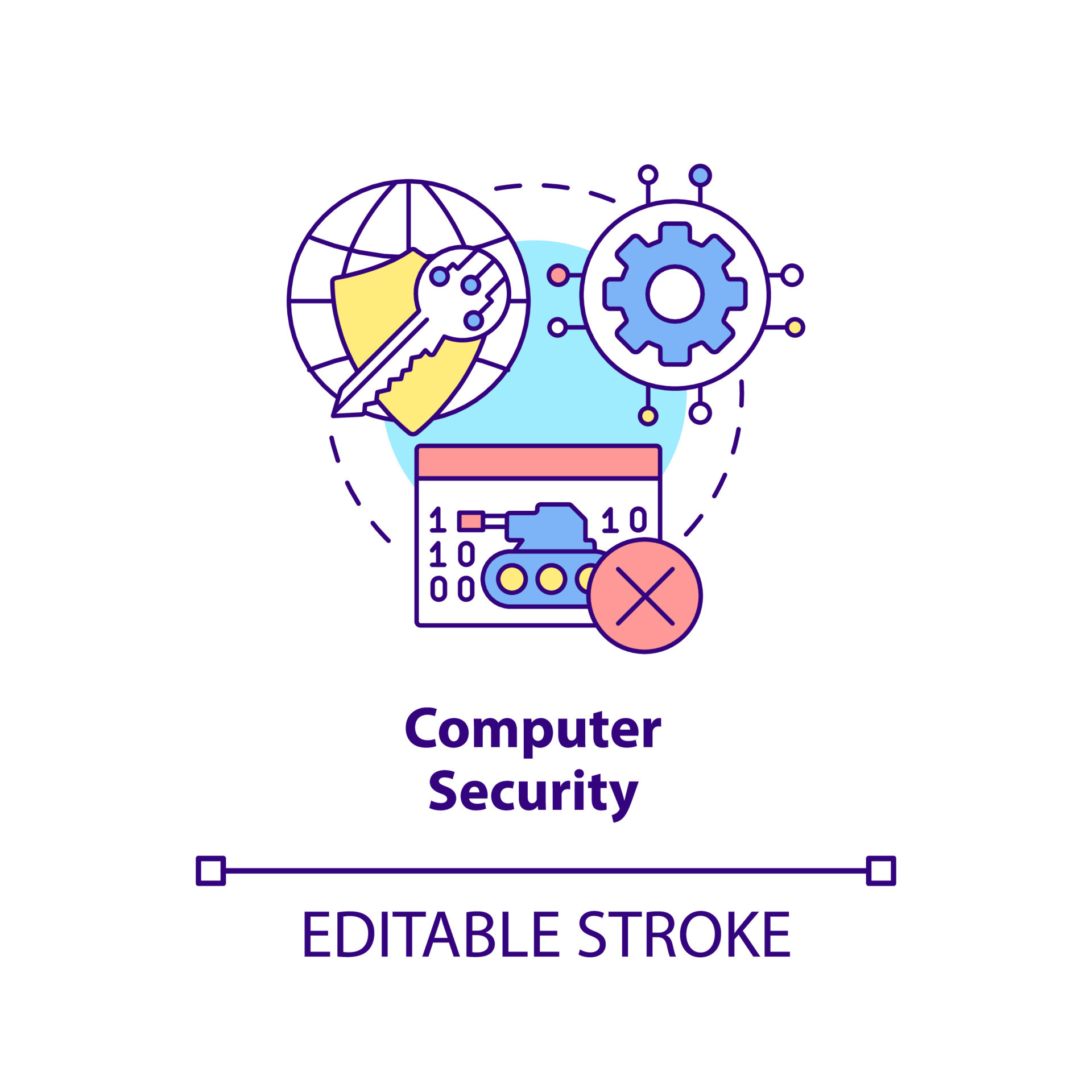 Computer security concept icon. Attack prevention. Dimensions of ...