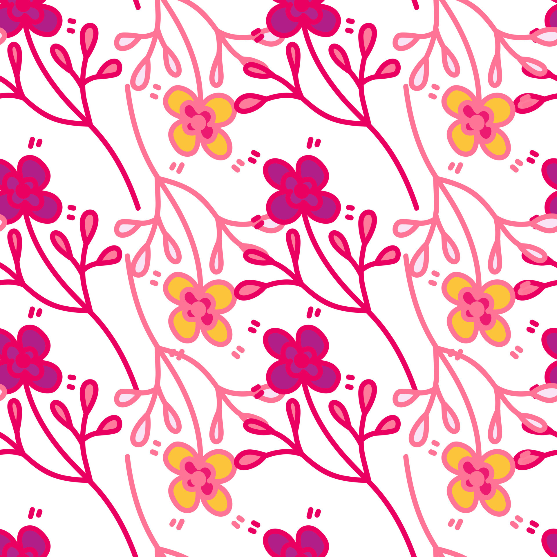 Hand drawn vintage flower seamless pattern. Simple floral wallpaper ...
