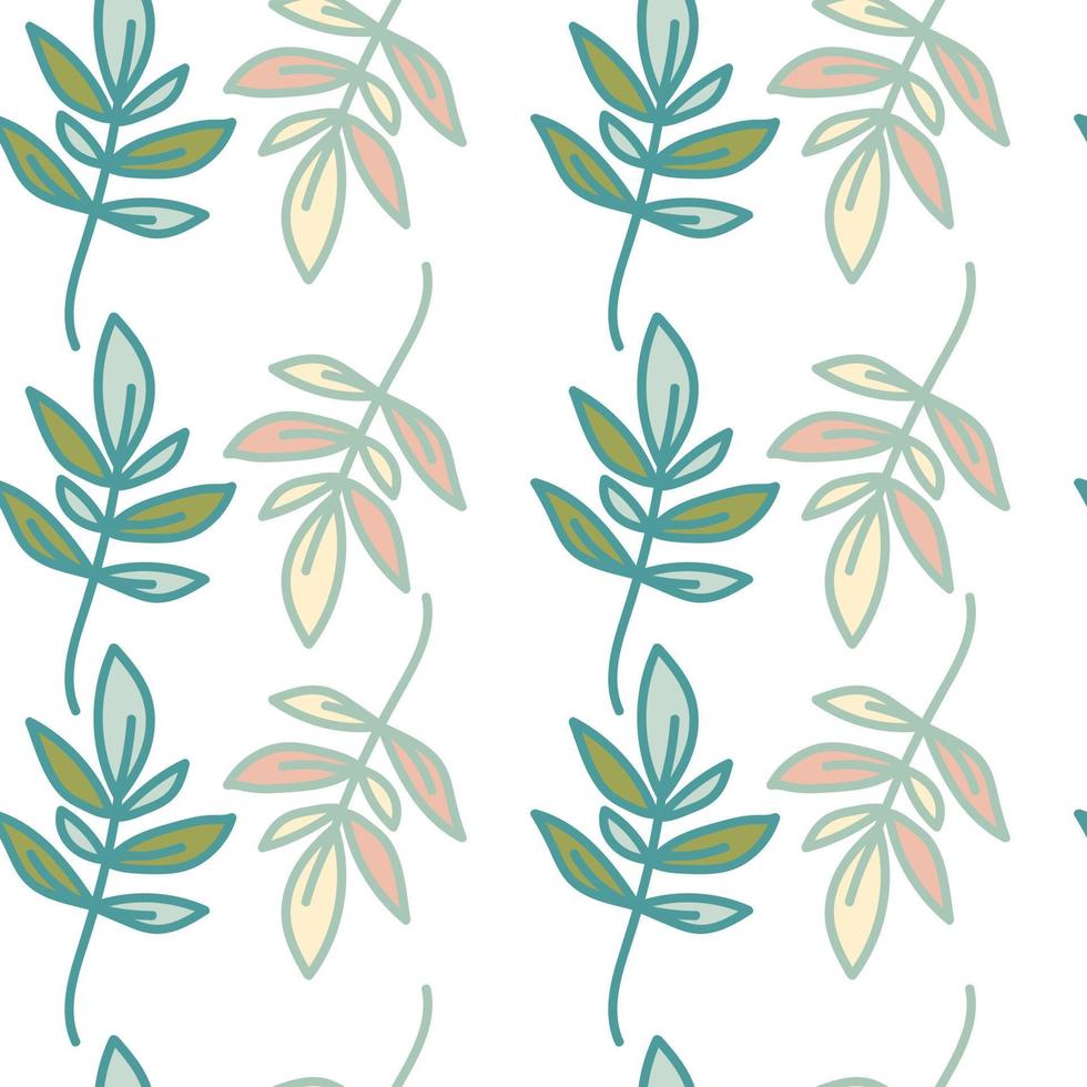 Cute Outline Leaves Seamless Pattern Simple Leaf Wallpaper Botanical