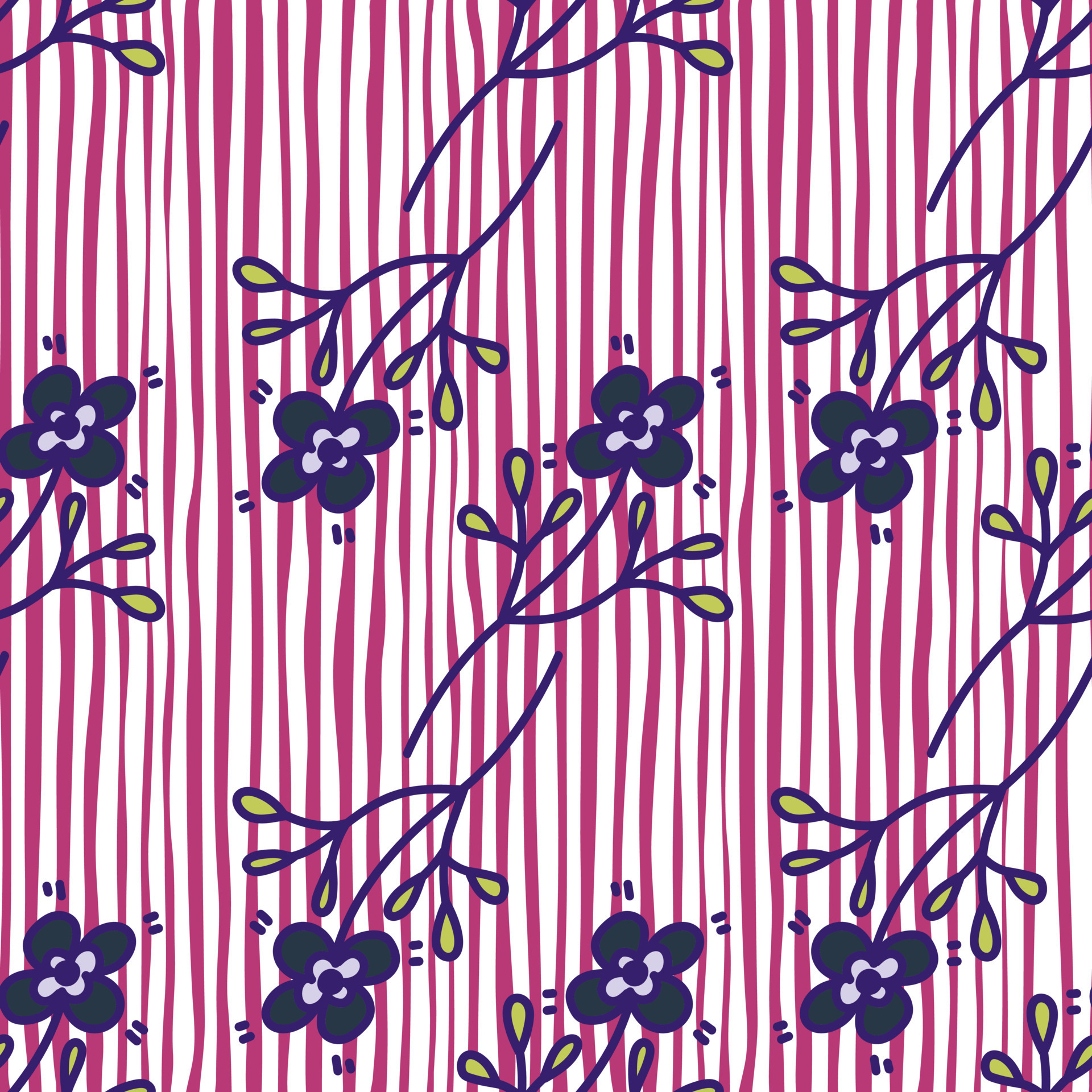 Hand drawn vintage flower seamless pattern. Simple floral wallpaper ...