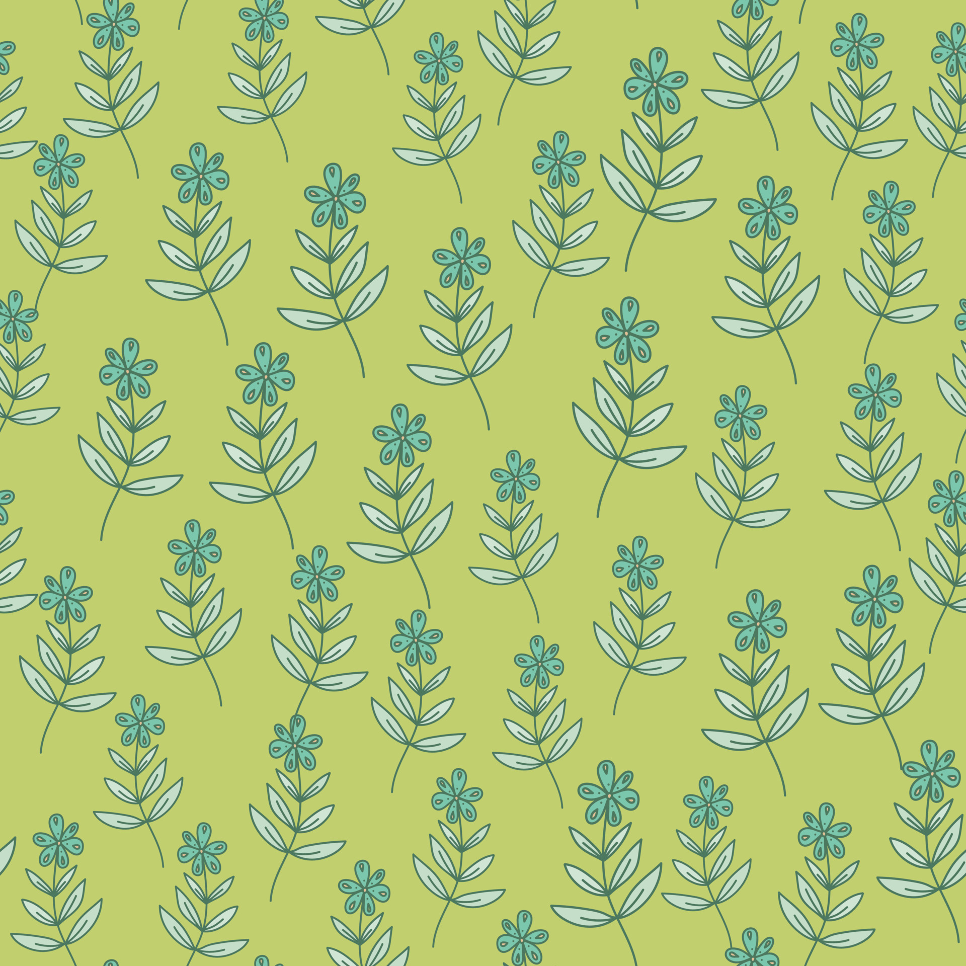 Hand drawn ditsy flower seamless pattern. Simple floral field endless ...