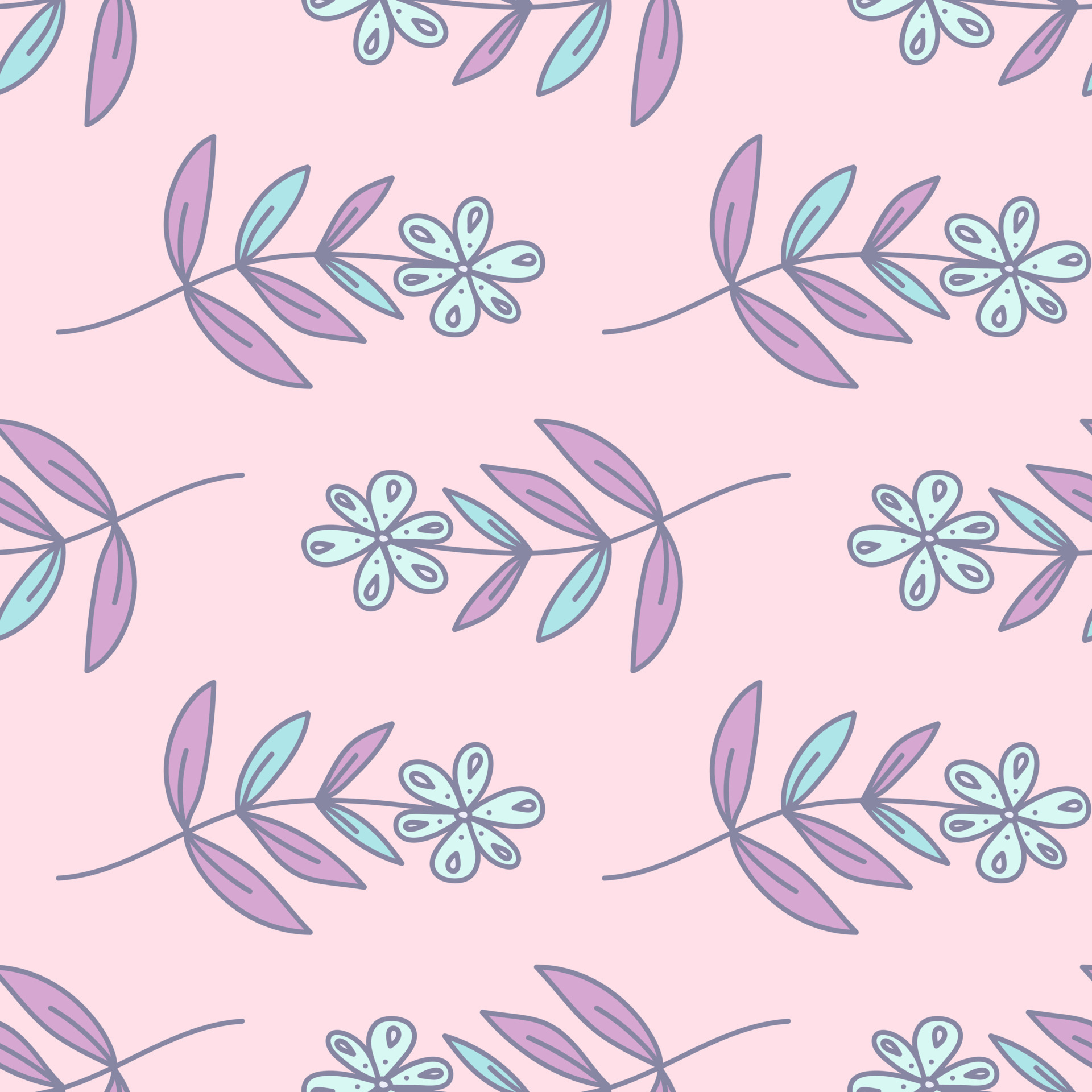 Hand drawn ditsy flower seamless pattern. Simple floral field endless ...