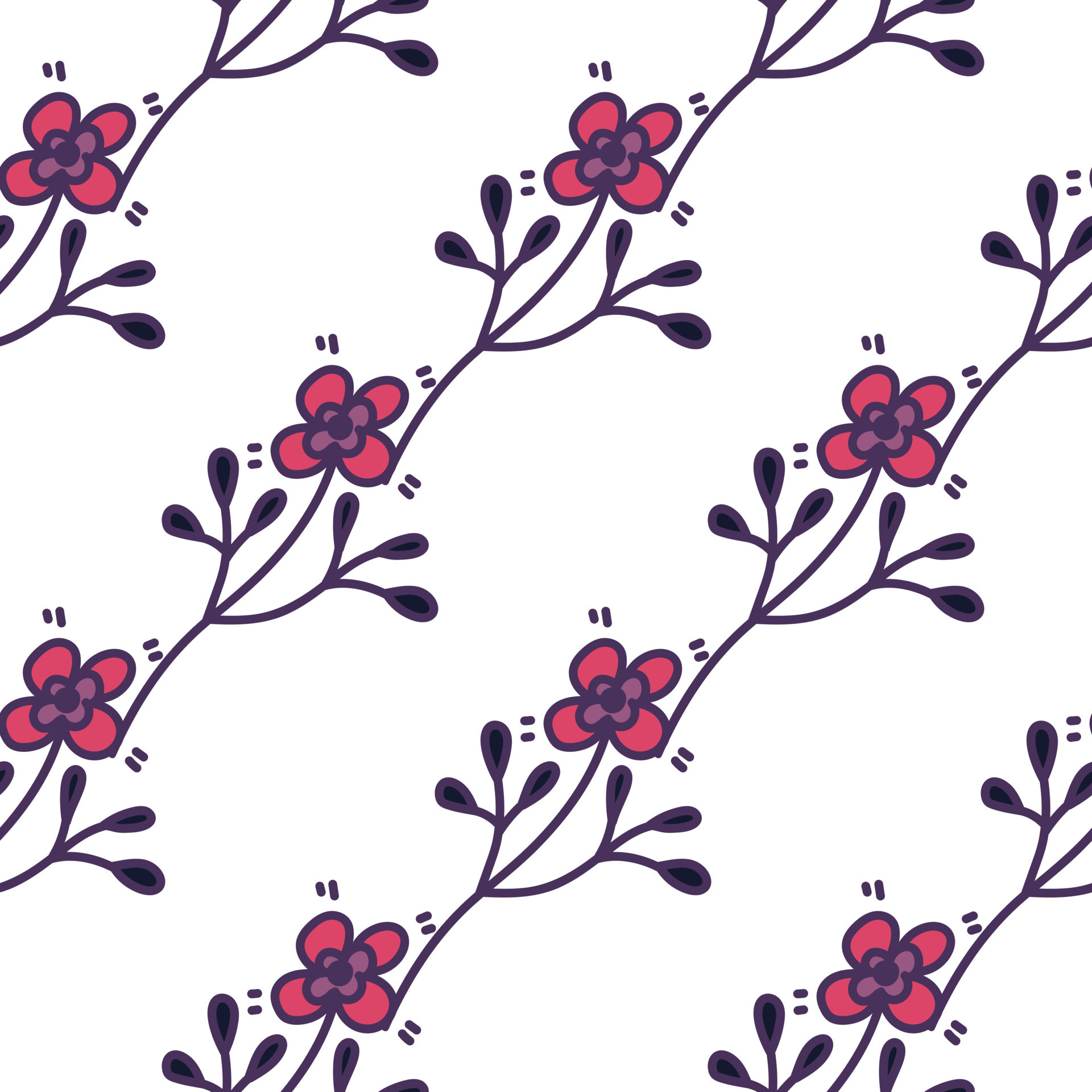 Hand drawn vintage flower seamless pattern. Simple floral wallpaper ...
