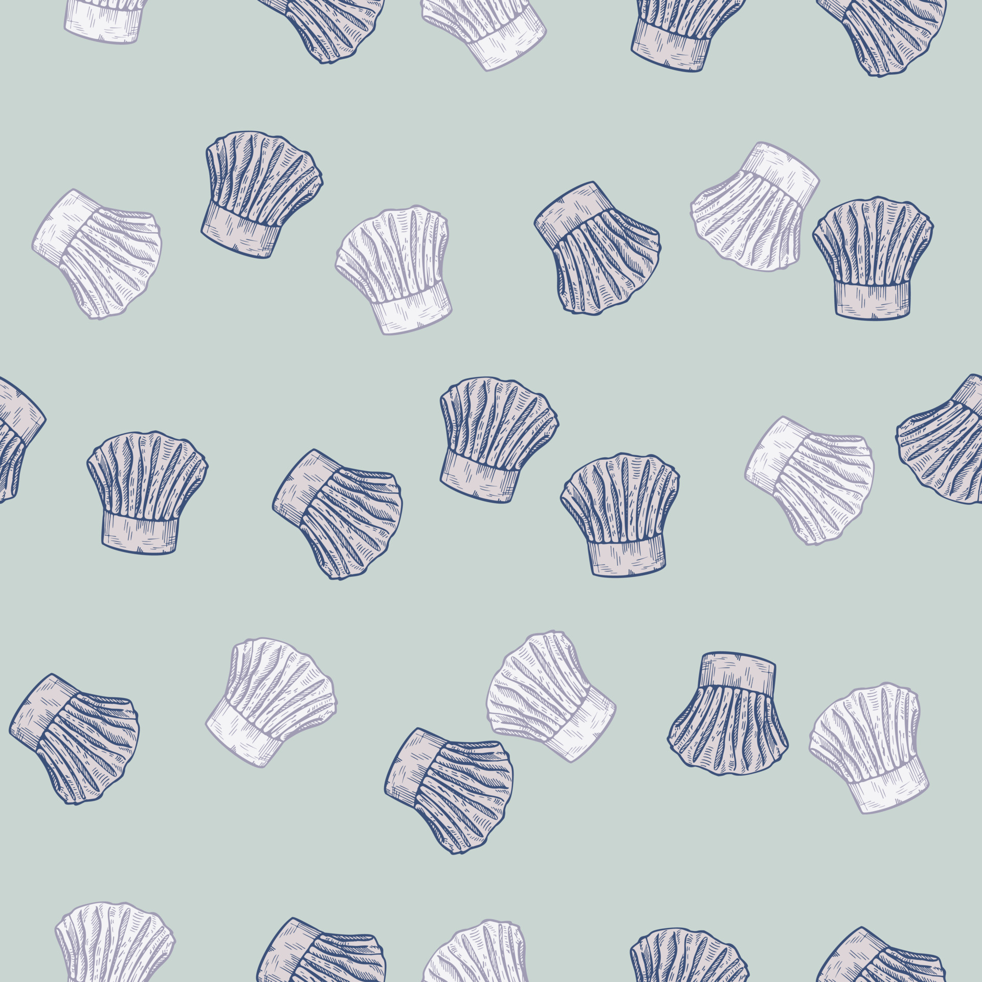 Chef hat engraved seamless pattern. Kitchen traditional element for ...