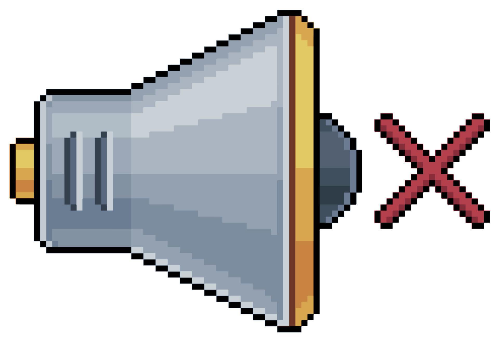 Pixel art muted speaker. volume icon vector icon for 8bit game on white ...