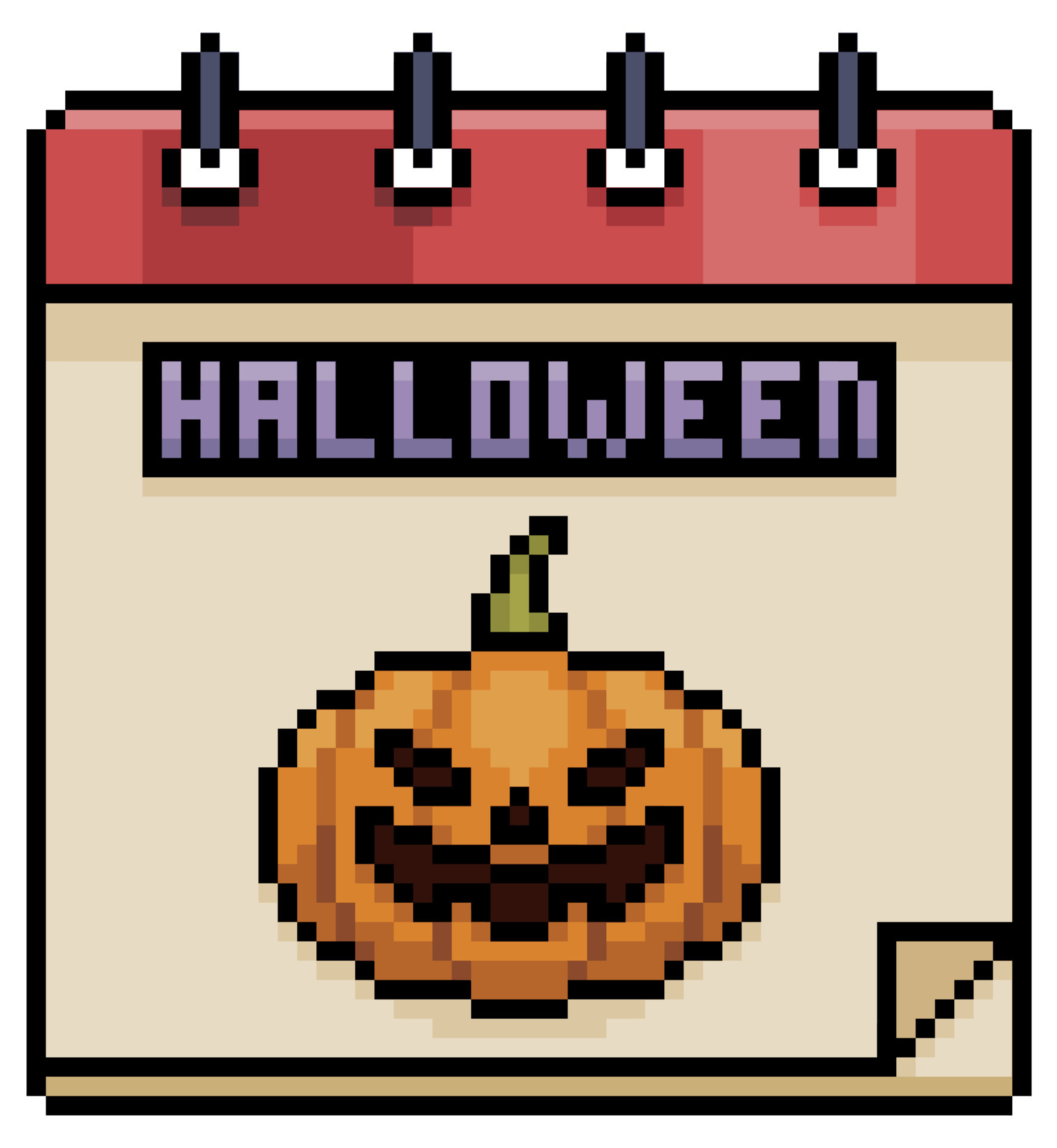 Pixel art halloween calendar vector item for 8bit game on white ...