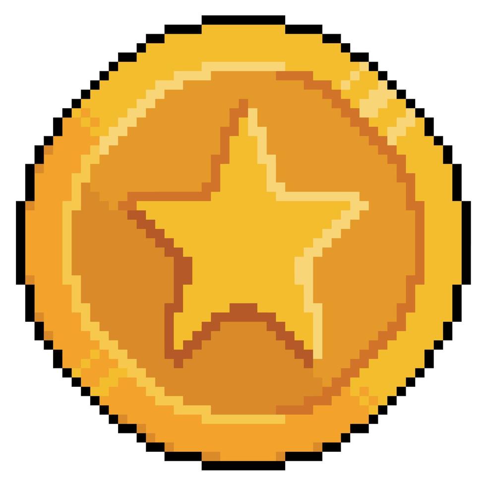 Pixel art gold coin vector icon for 8bit game on white background ... Pixel art gold coin vector icon for 8bit game on white background ...
