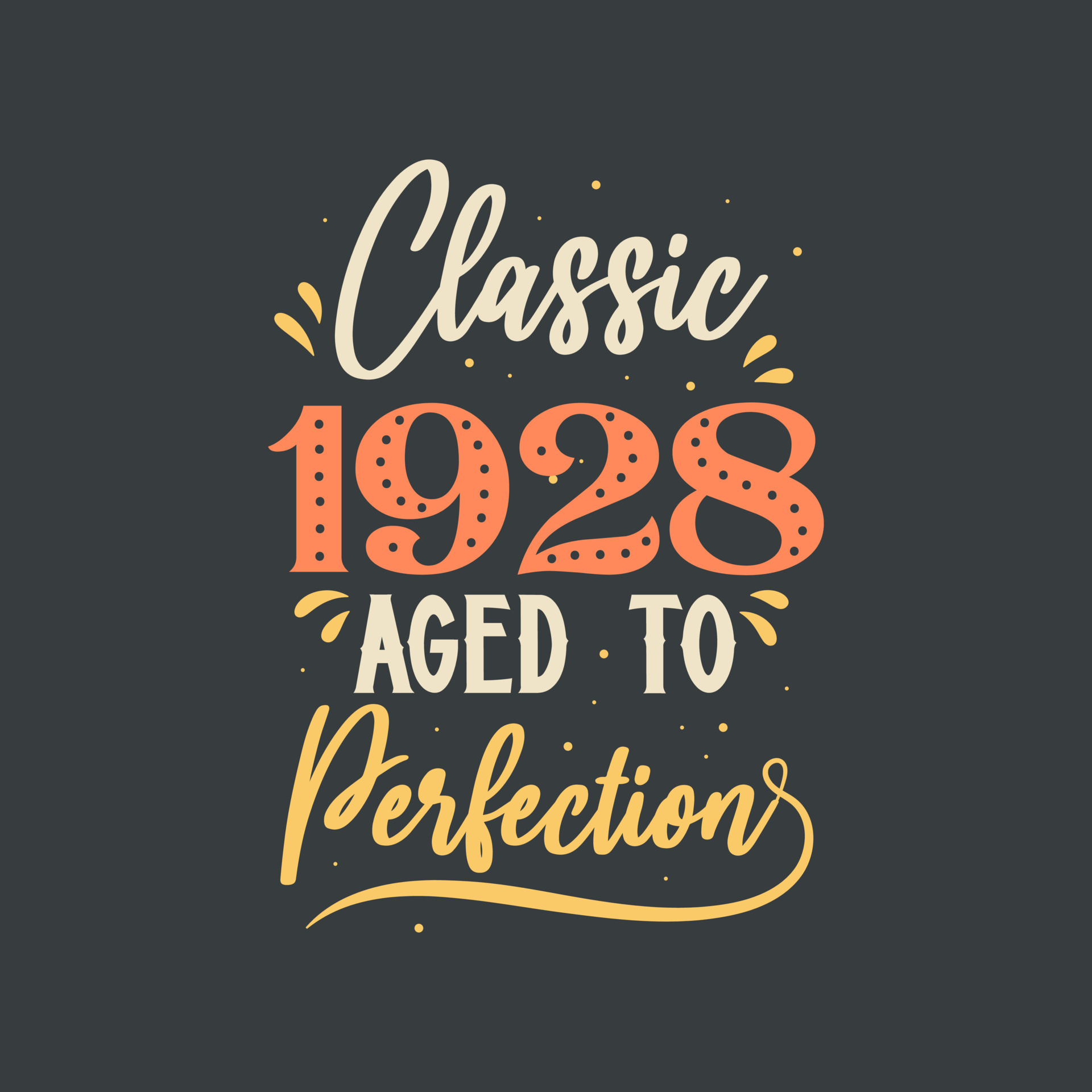 Classic 1928 Aged to Perfection. 1928 Vintage Retro Birthday 9727847 ...