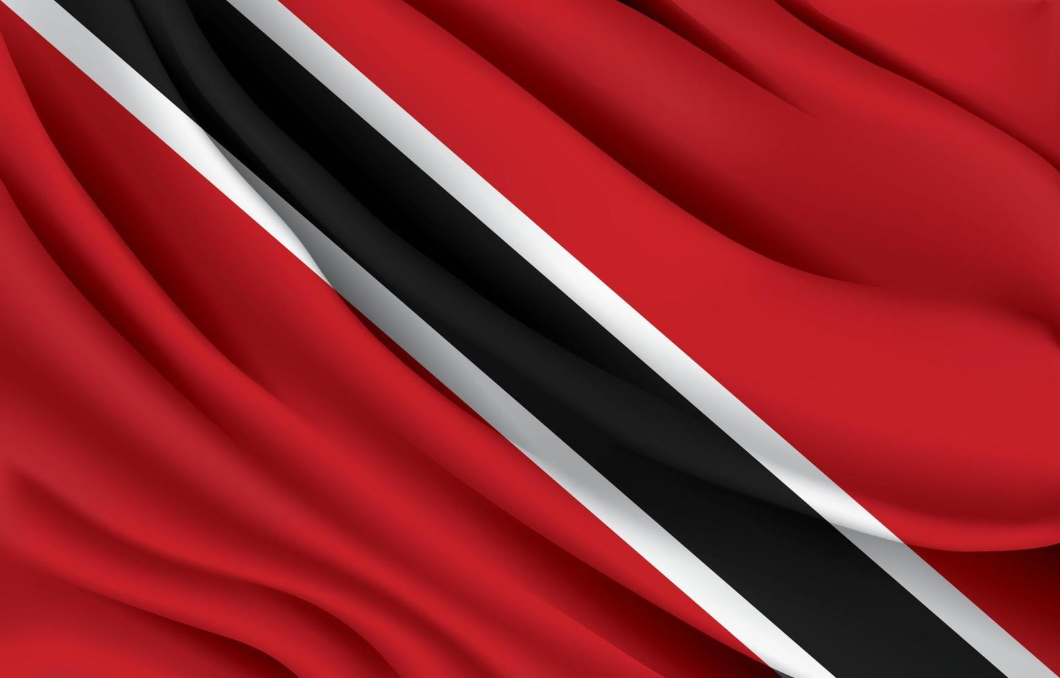 Trinidad Tobago National Flag Waving Realistic Vector Illustration