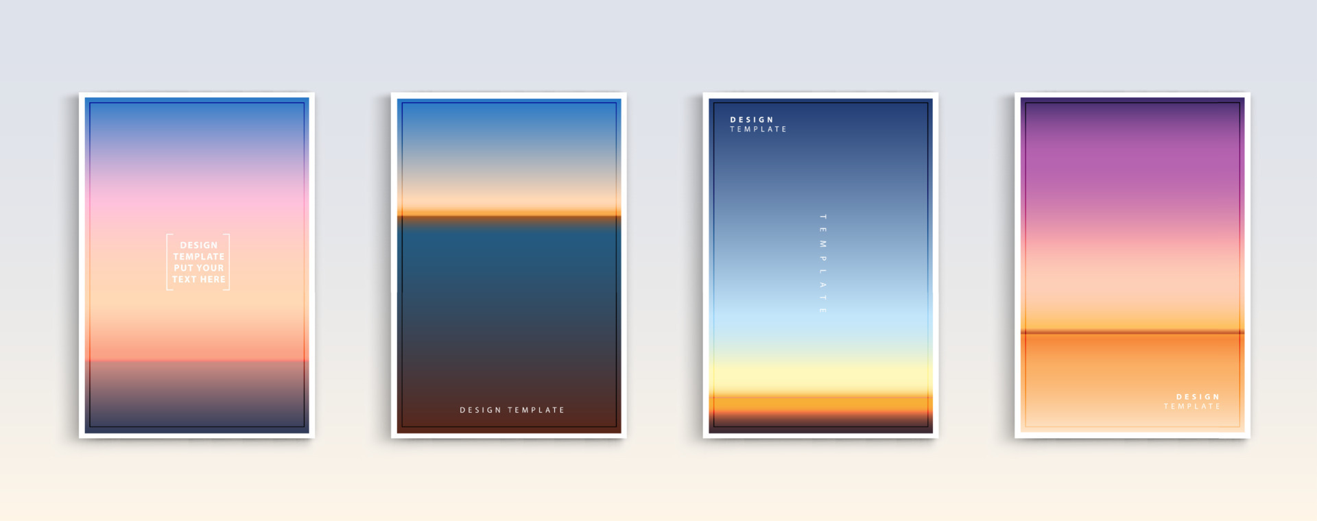 Modern gradients summer, sunset and sunrise sea backgrounds vector set ...