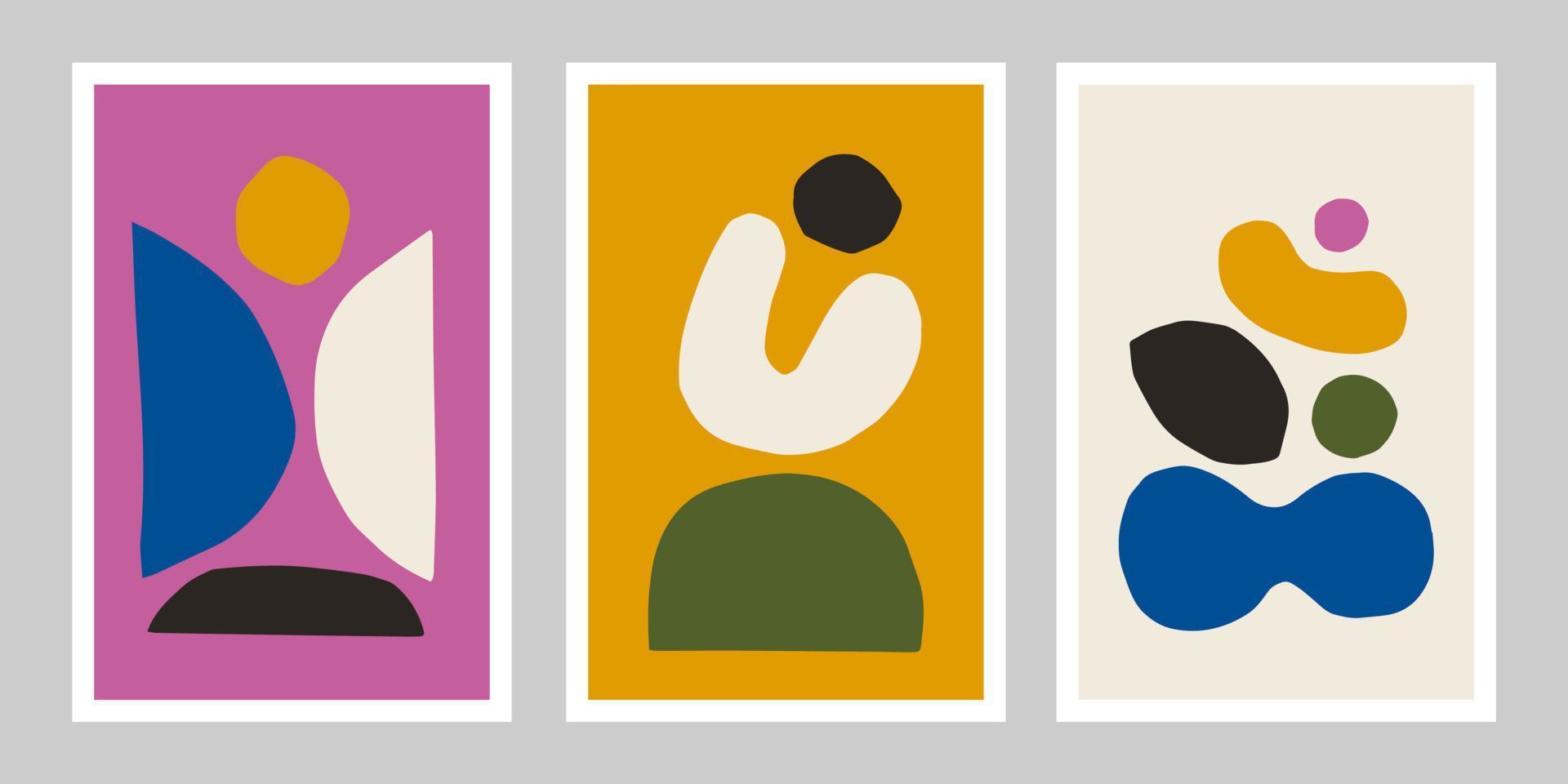 Beautiful Wall Art design. Abstract triptych - compositions with hand drawn organic shapes ...