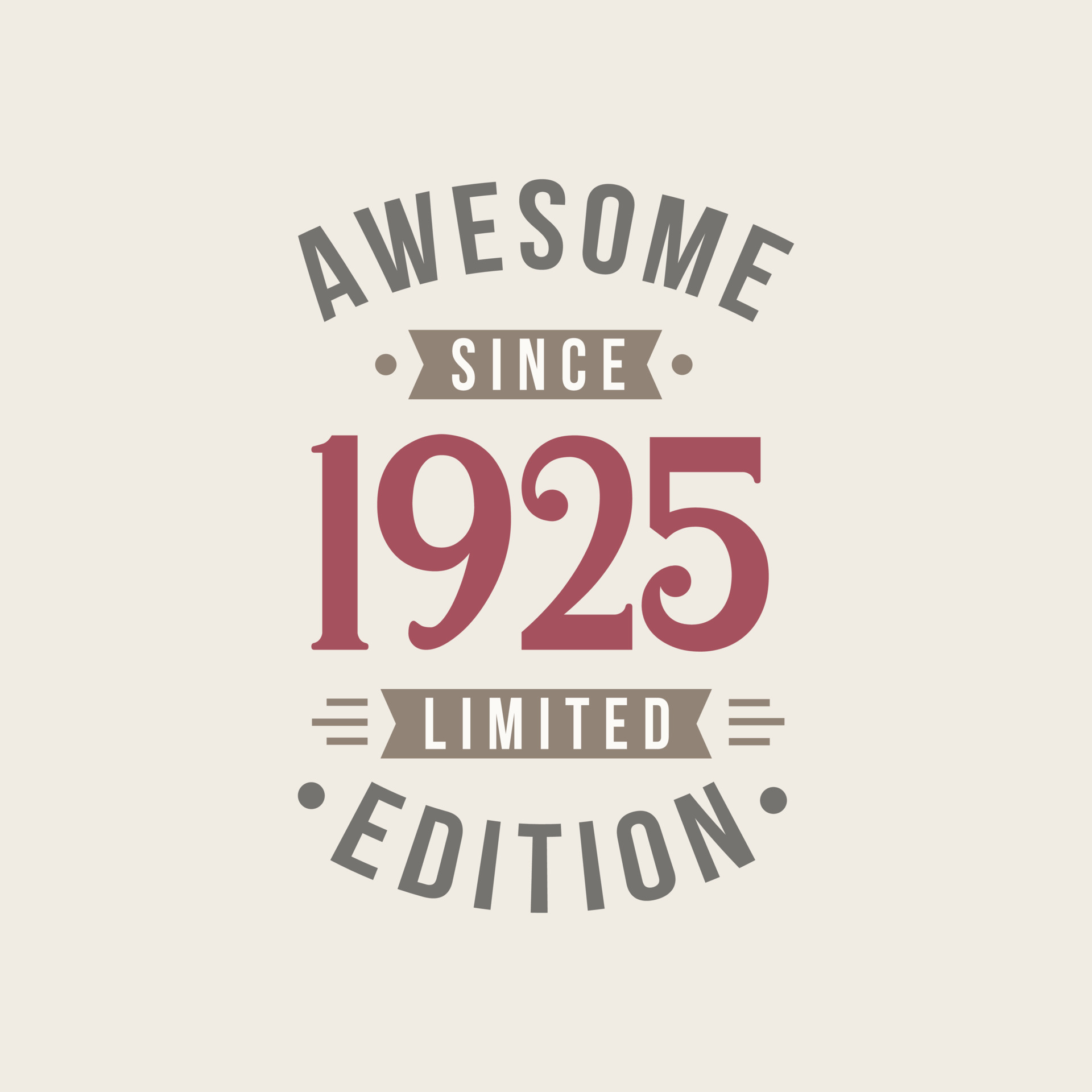 Awesome since 1925 Limited Edition. 1925 Awesome since Retro Birthday ...