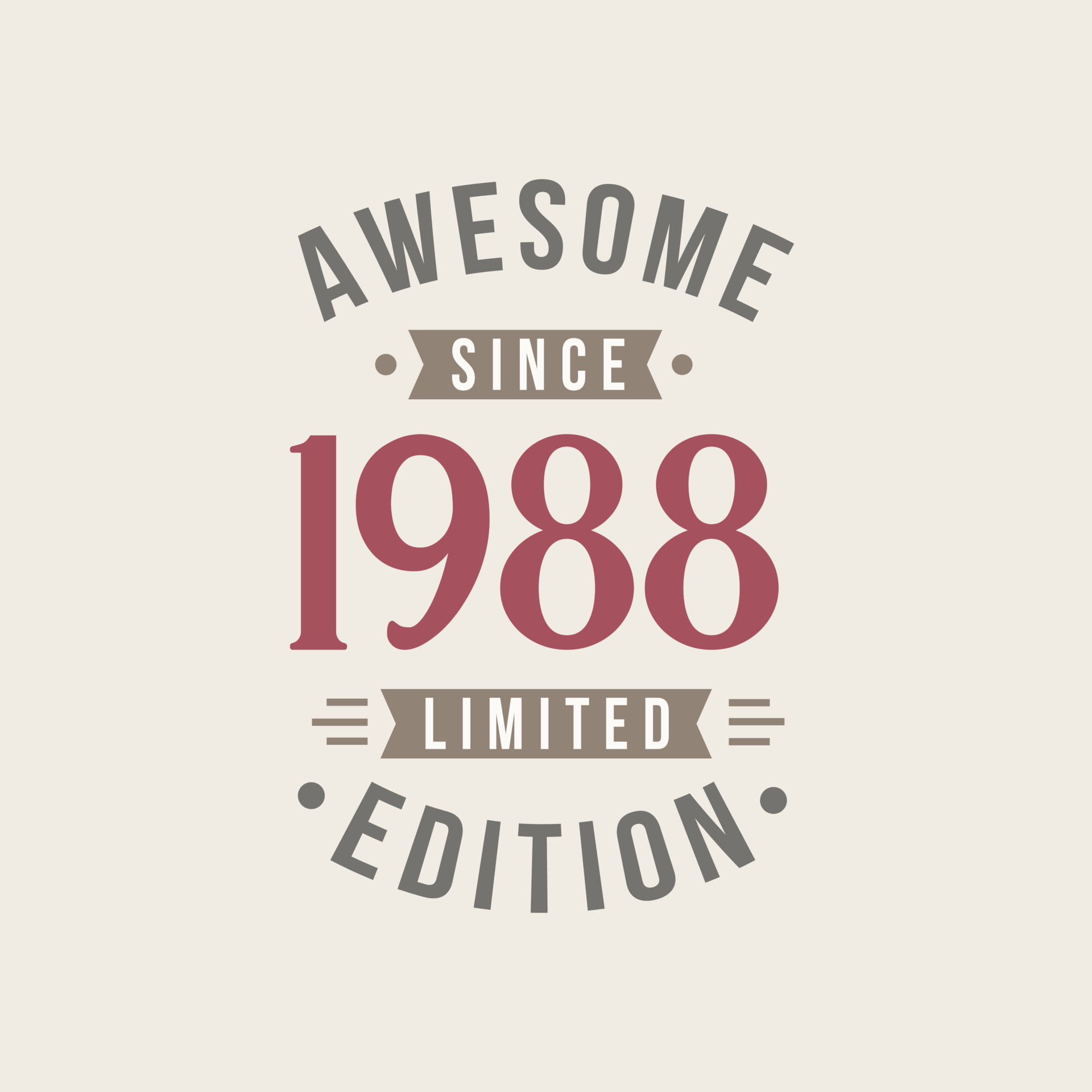 Awesome since 1988 Limited Edition. 1988 Awesome since Retro Birthday ...