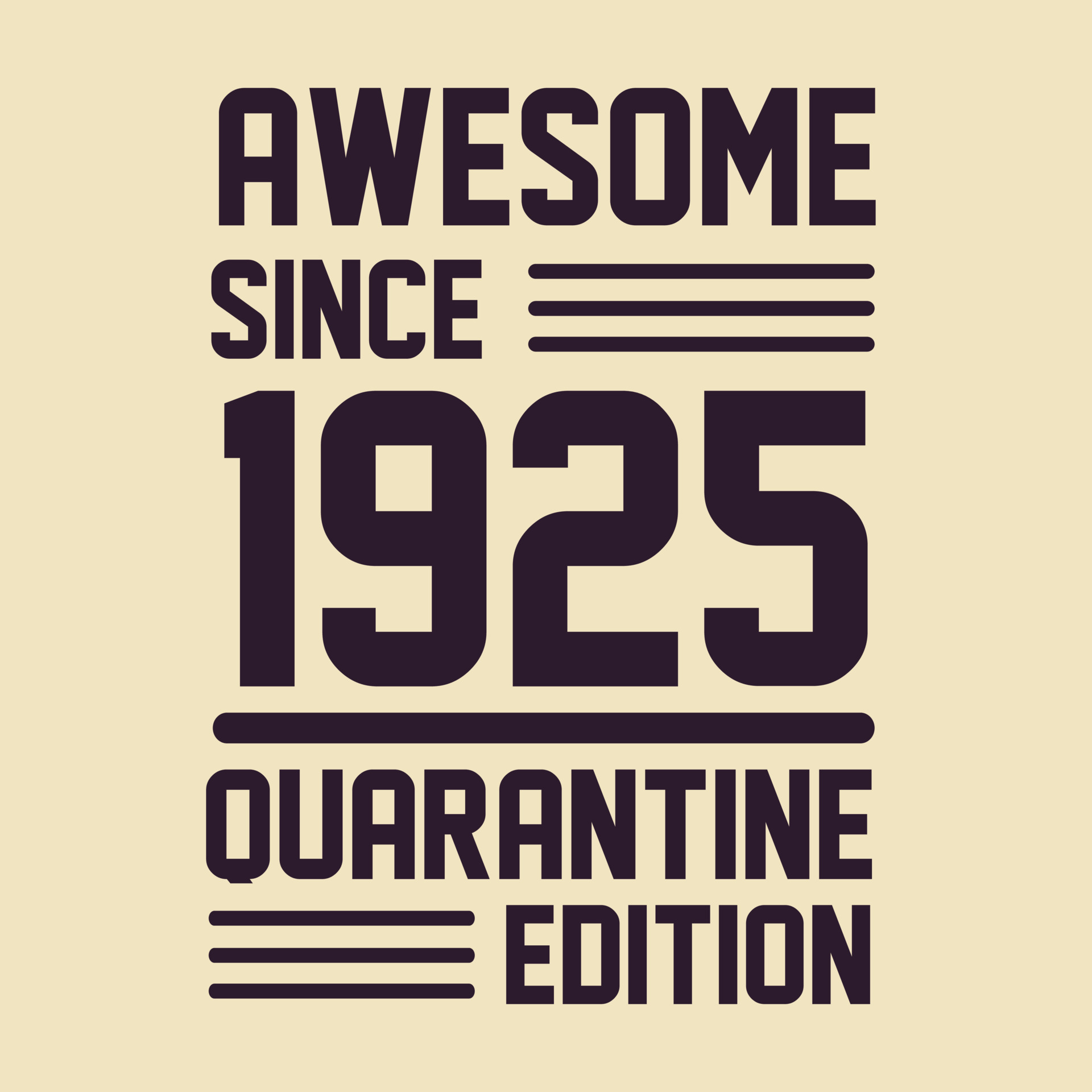 Born in 1925 Vintage Retro Birthday, Awesome since 1925 Quarantine ...