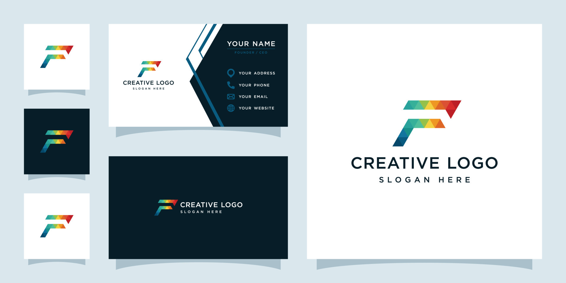 Vector graphics of initials F geometric colorful logo design template ...