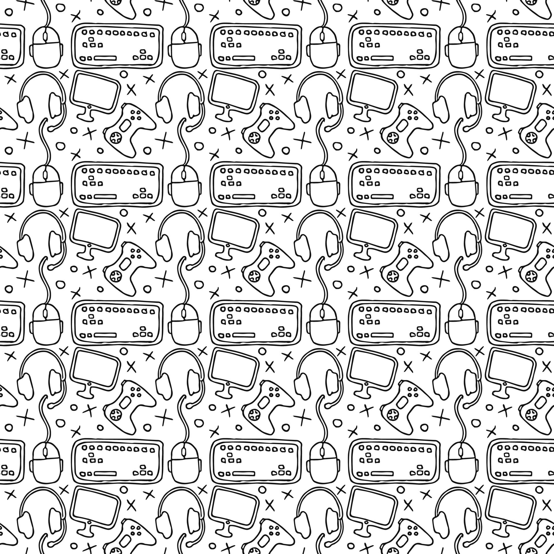 Seamless Gaming Pattern Background With Gamepadmonitor Keyboard
