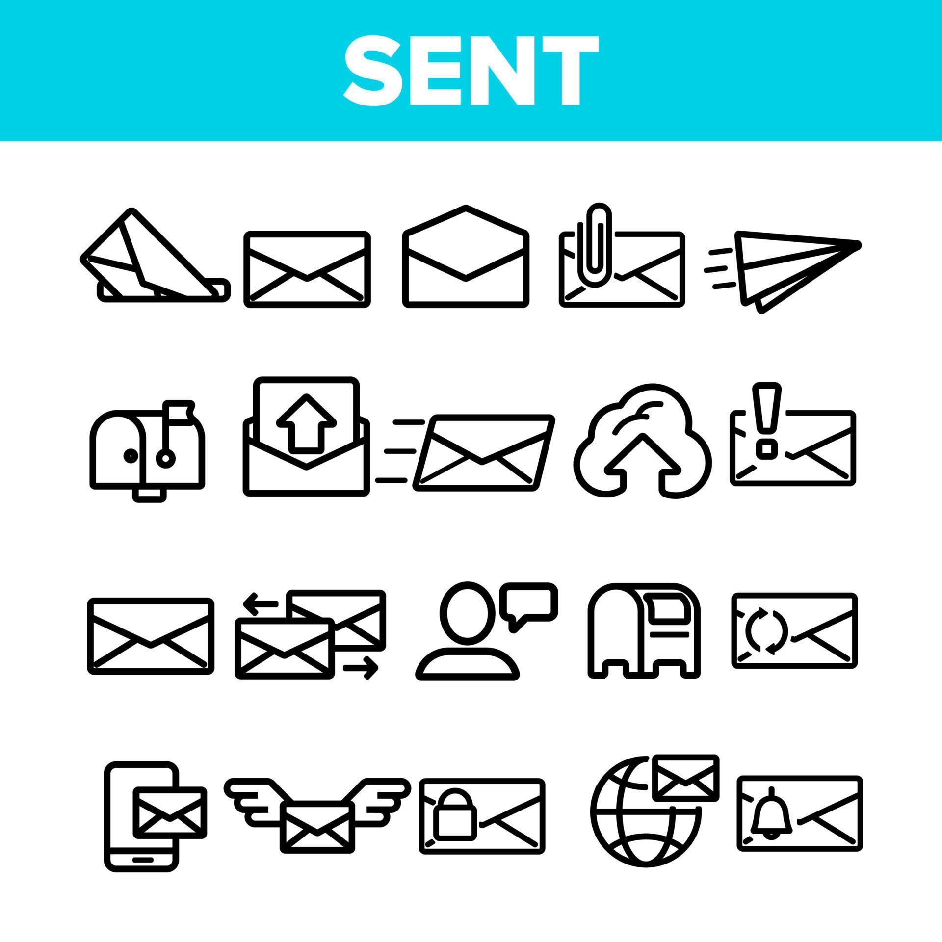 Send Message Linear Vector Thin Icons Set 9741564 Vector Art at Vecteezy