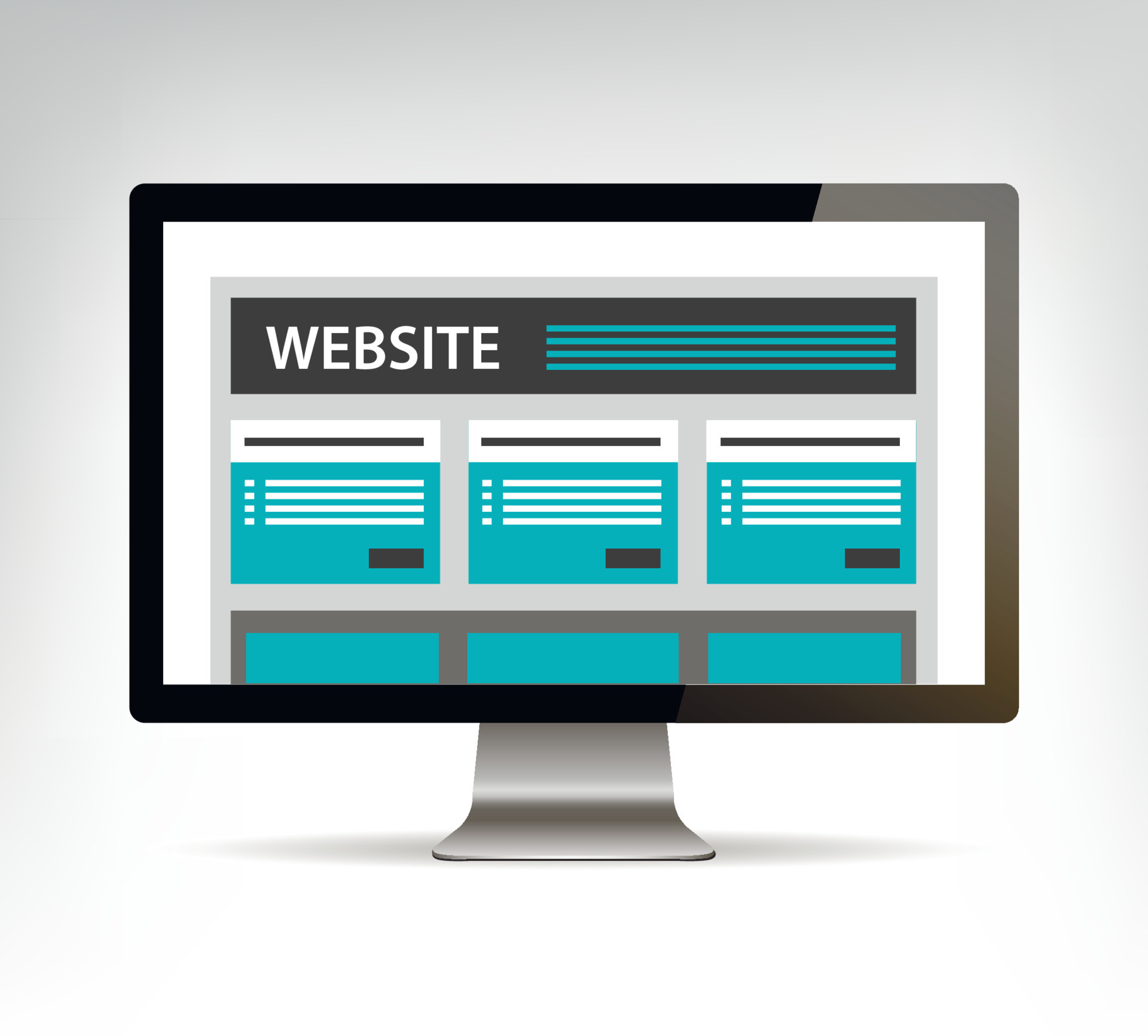 Vector Realistic Empty Computer Monitor Pc Display Isolated Mock Up
