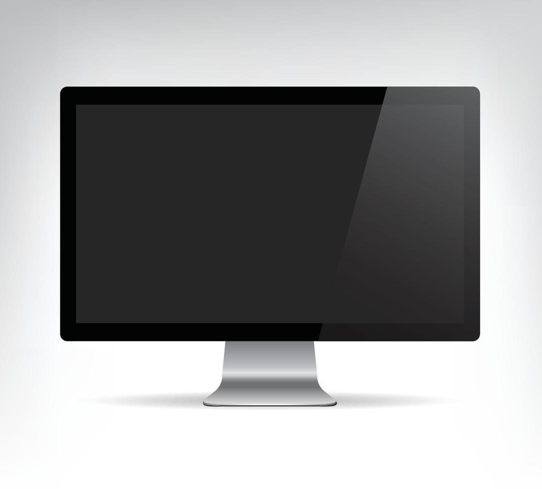 Vector Realistic Empty Computer Monitor Pc Display Isolated Mock Up