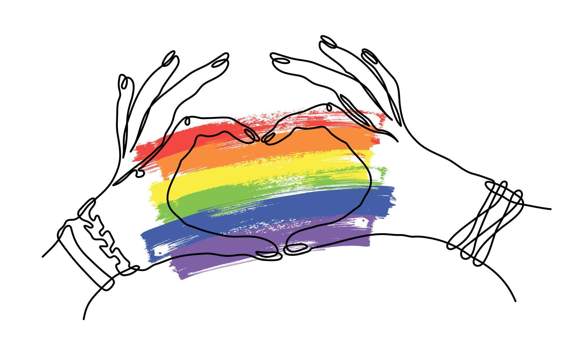Hand Draw Lgbt Pride Flag In Vector Format Rainbow Flag With Word