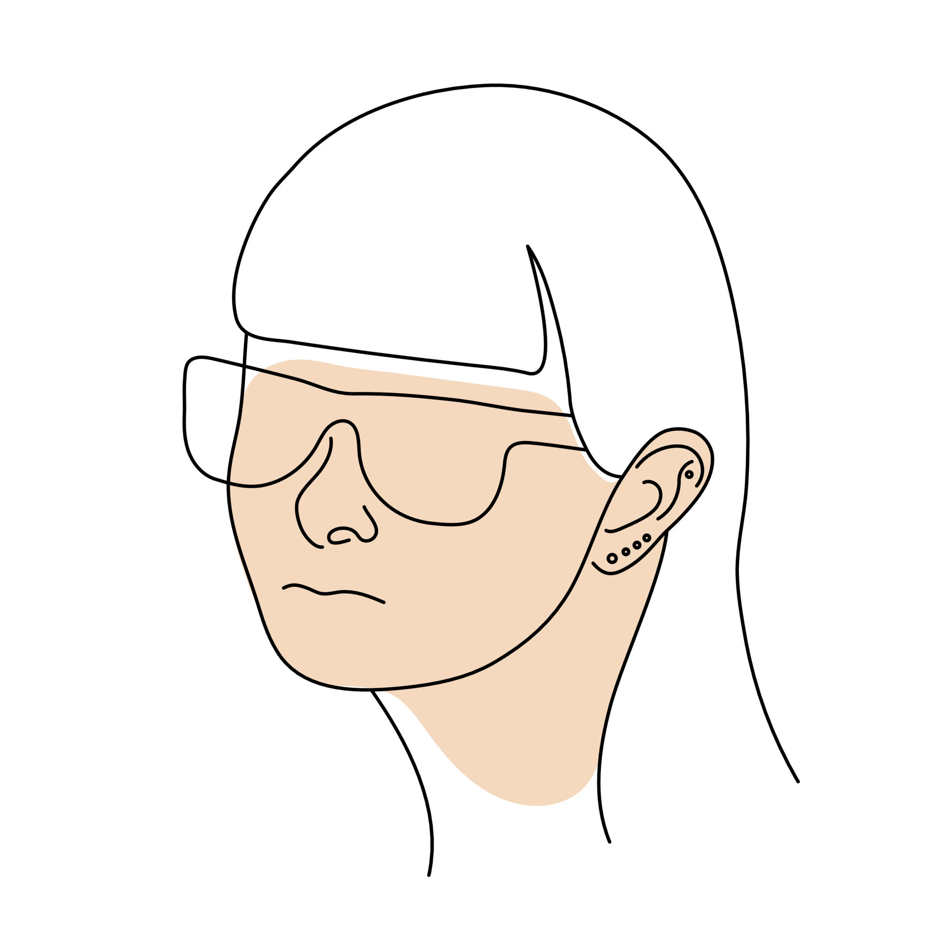 Simple Line Art Woman Face Outline Person Illustration On Modern Style Abstract Girl Portrait