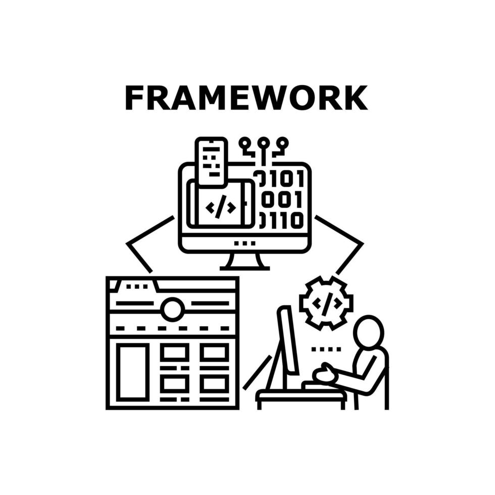 Framework Coding Vector Concept Black Illustration 9756179 Vector Art At Vecteezy