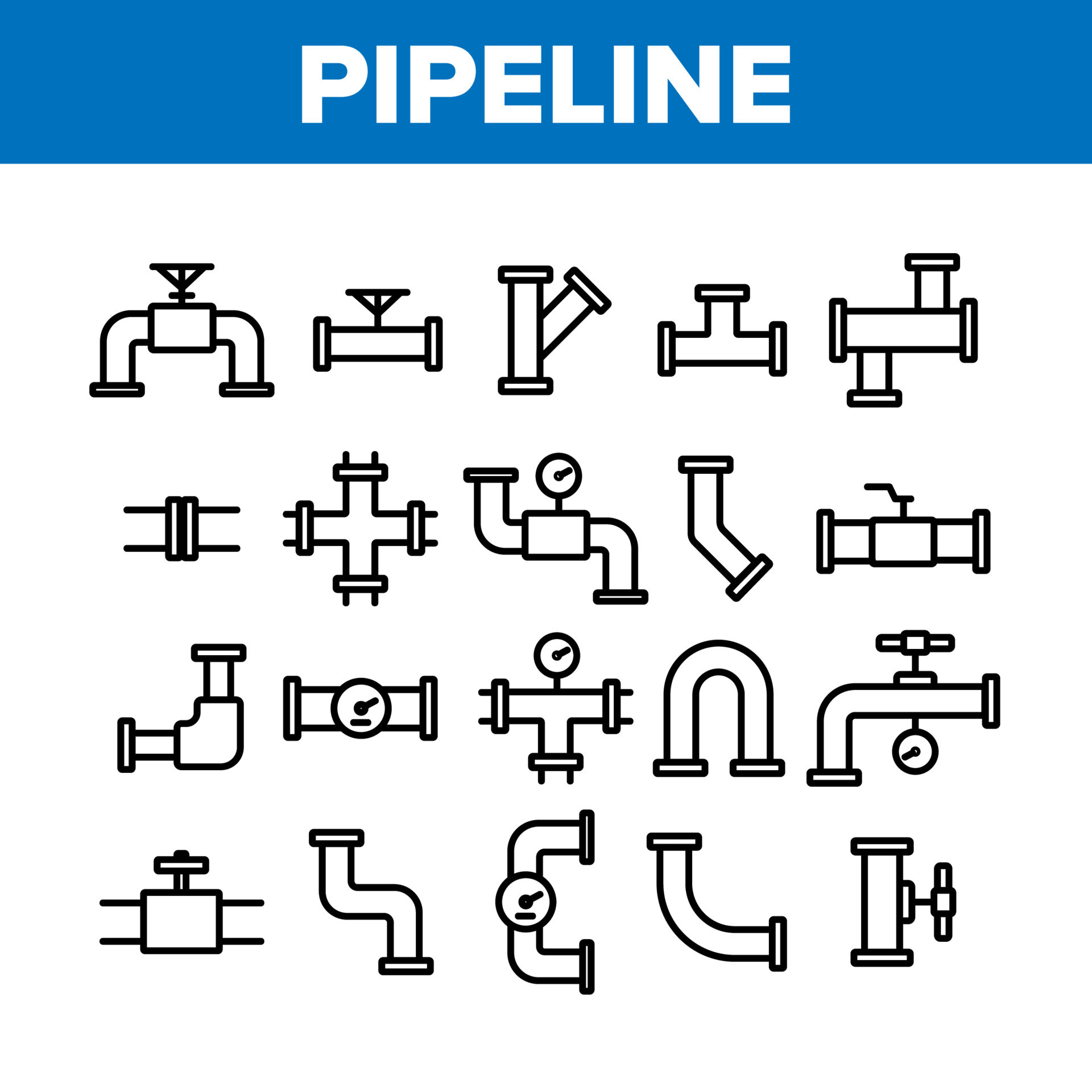 Pipeline Collection Elements Icons Set Vector 9758064 Vector Art At