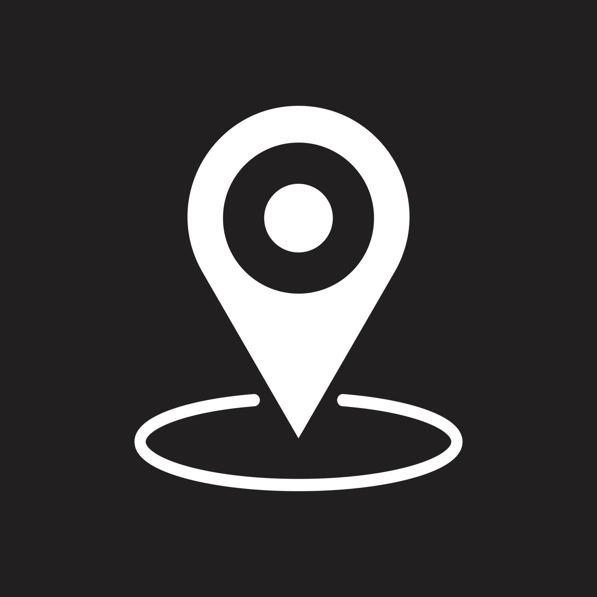 Eps10 White Vector Location Map Icon Isolated On Black Background