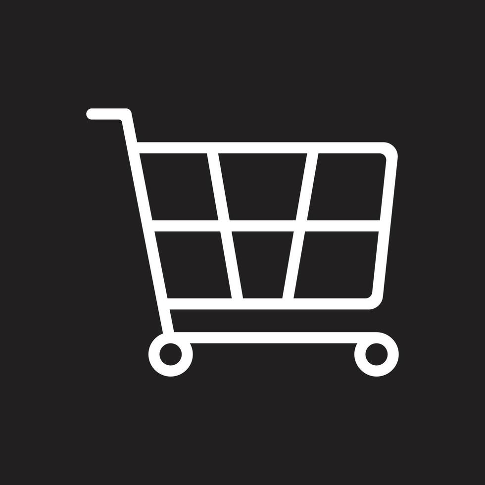 Eps10 Icono De Línea De Carrito De Compras Vectorial Blanco Aislado En Fondo Negro Símbolo De