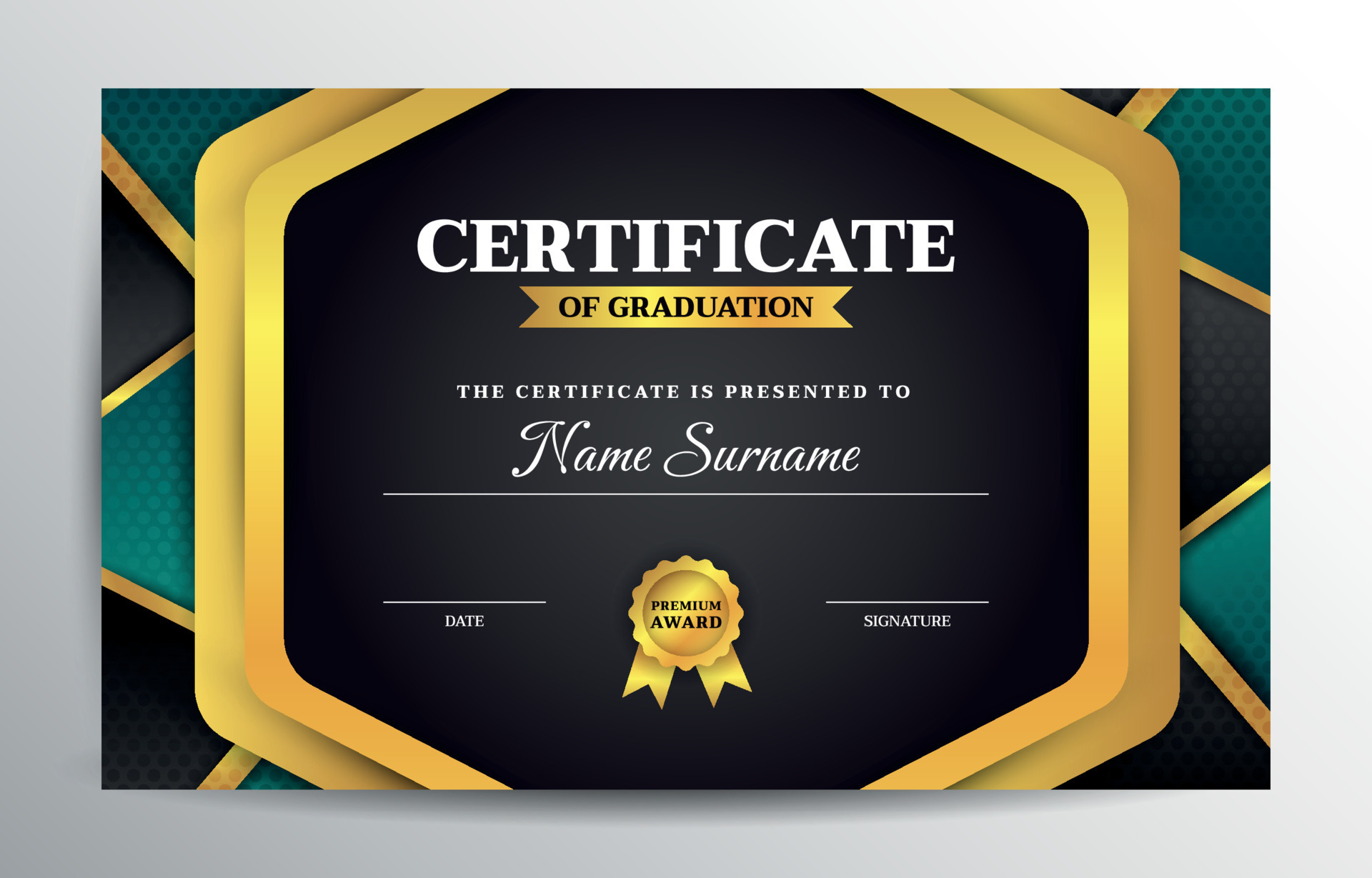 Gold Geometric Certificate of Graduation Background Template 9759699 ...