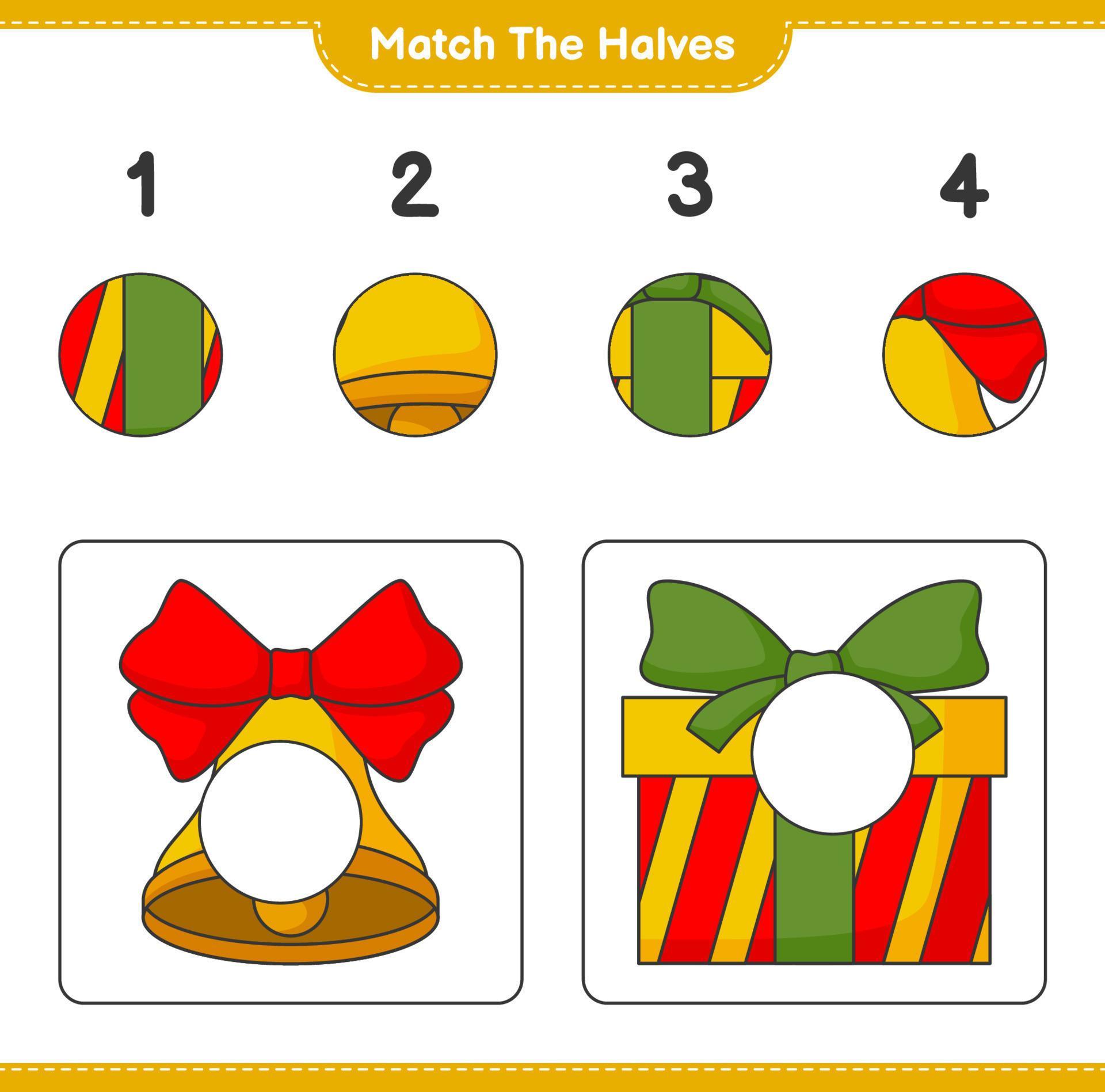 Match the halves. Match halves of Christmas Bell and Gift Box ...