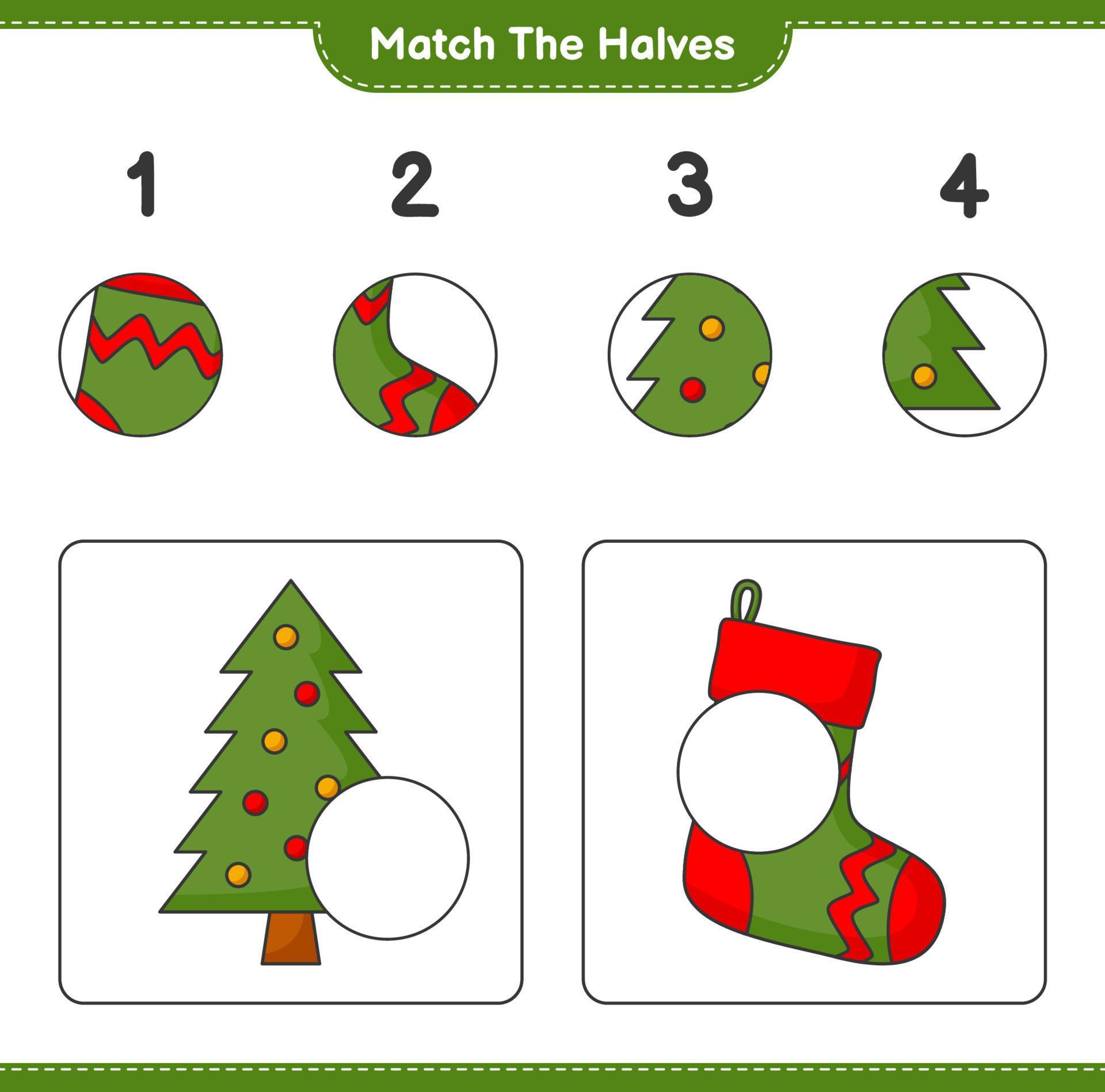 Match the halves. Match halves of Christmas Sock and Christmas Tree ...