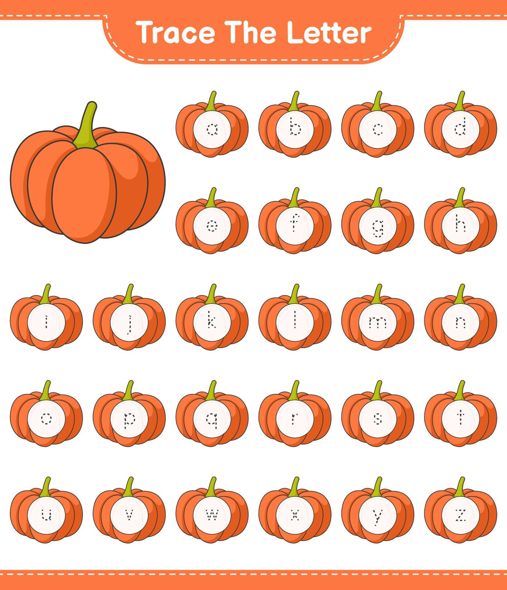 Trace the letter. Tracing letter alphabet with Pumpkin. Educational ...