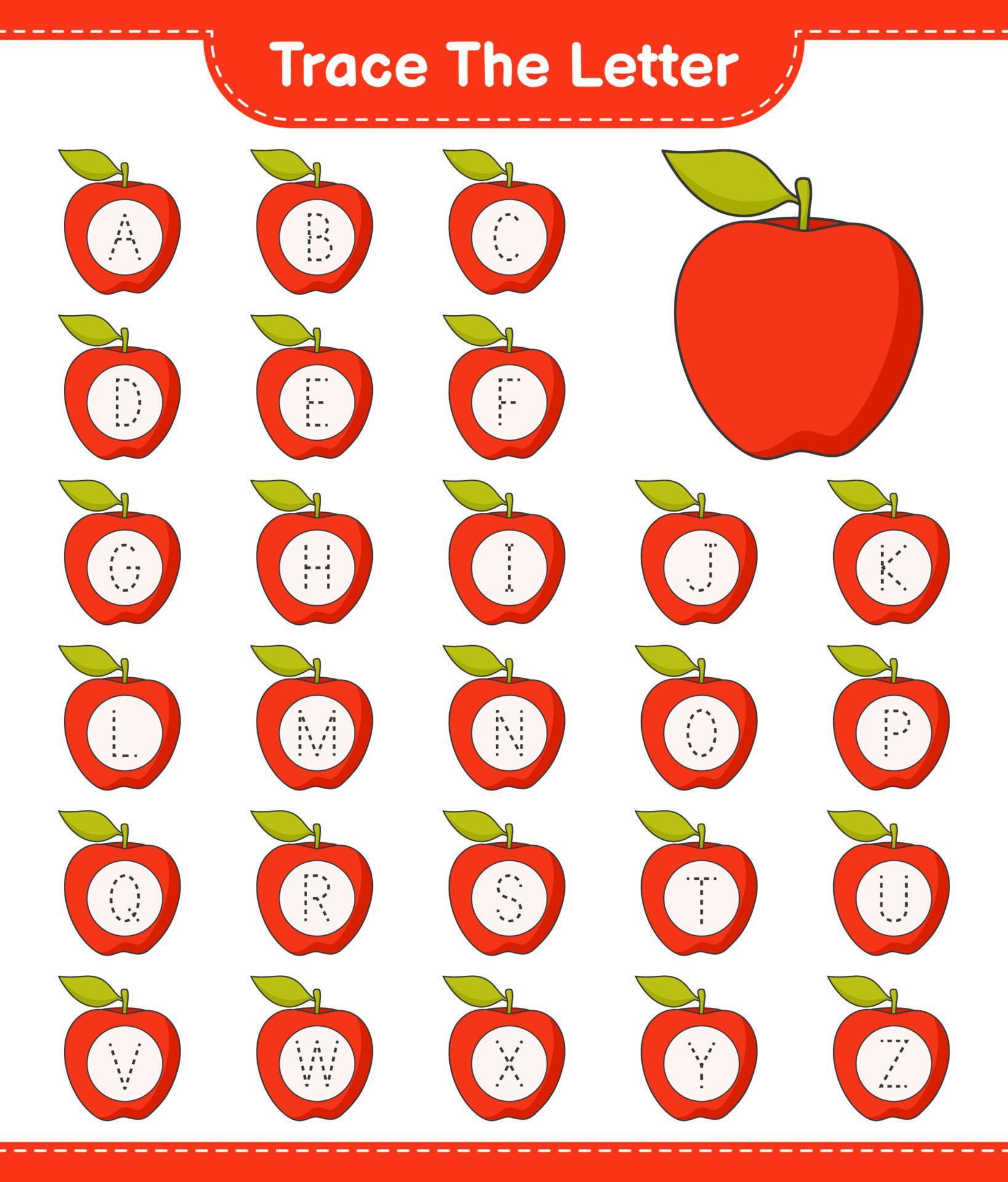 Trace the letter. Tracing letter alphabet with Apple. Educational ...
