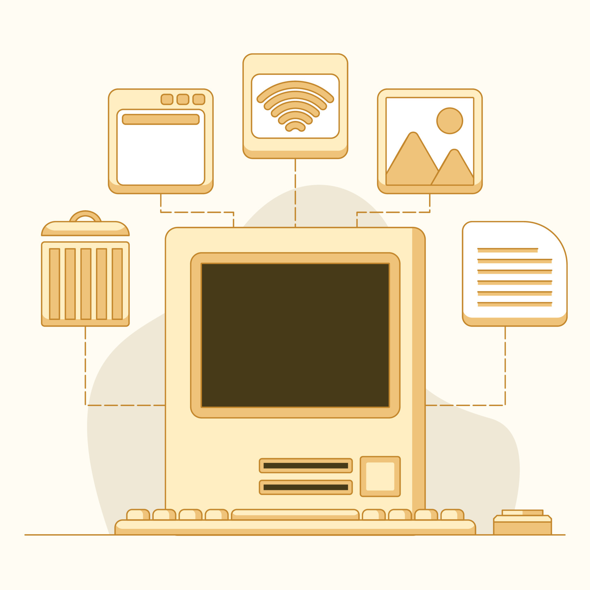 Old computer in flat design vector icon illustration 9760842 Vector Art ...