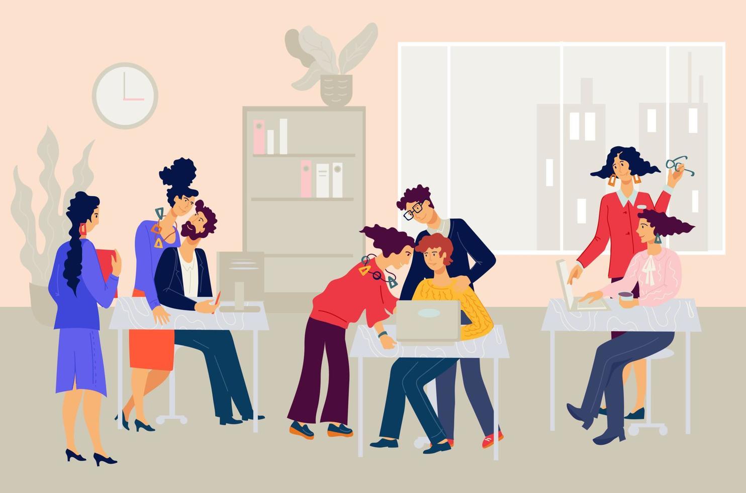 Business People Working In Office Talking Communicating And