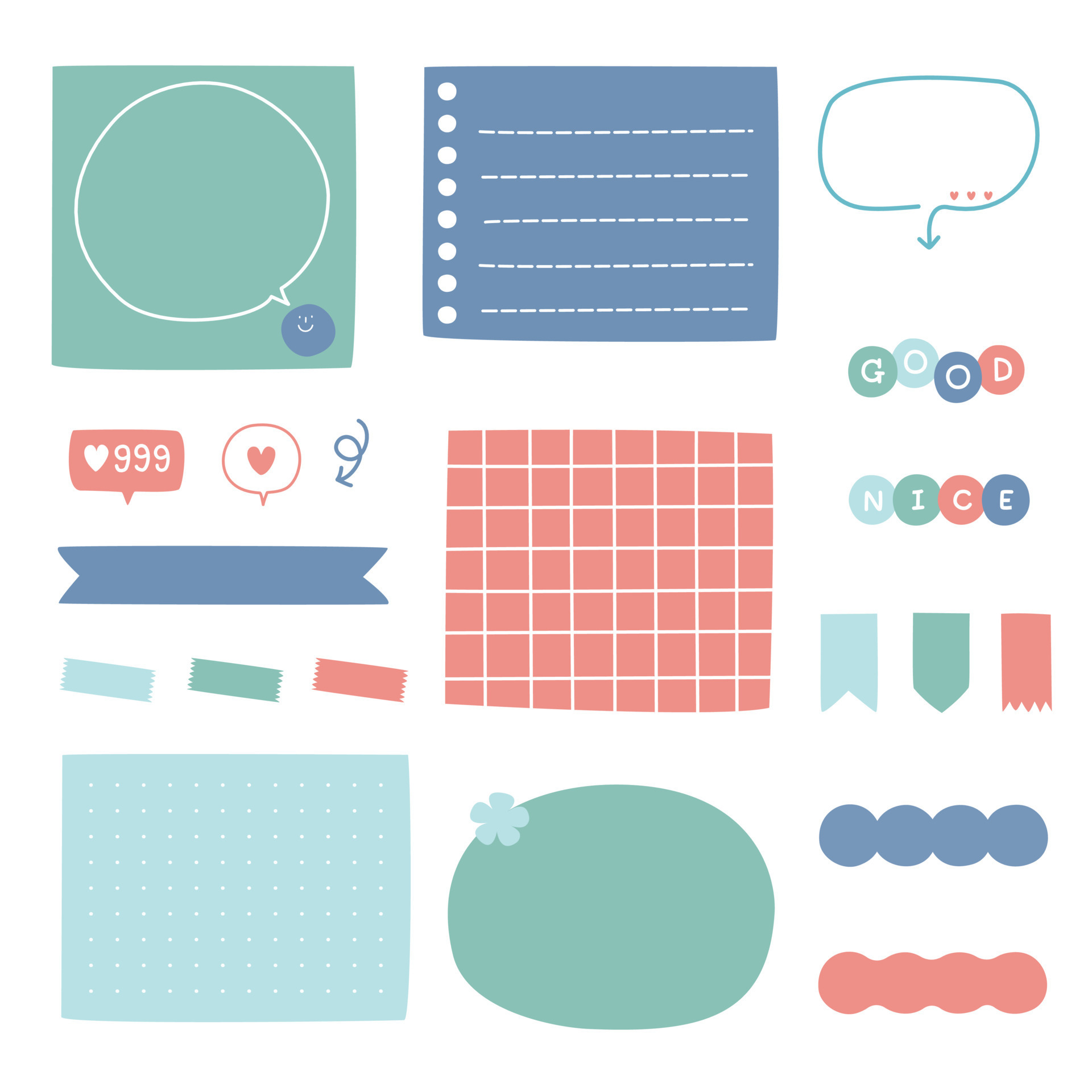 Set Of Cute Hand Drawn Doodle Text Box With Icon Speech Bubble
