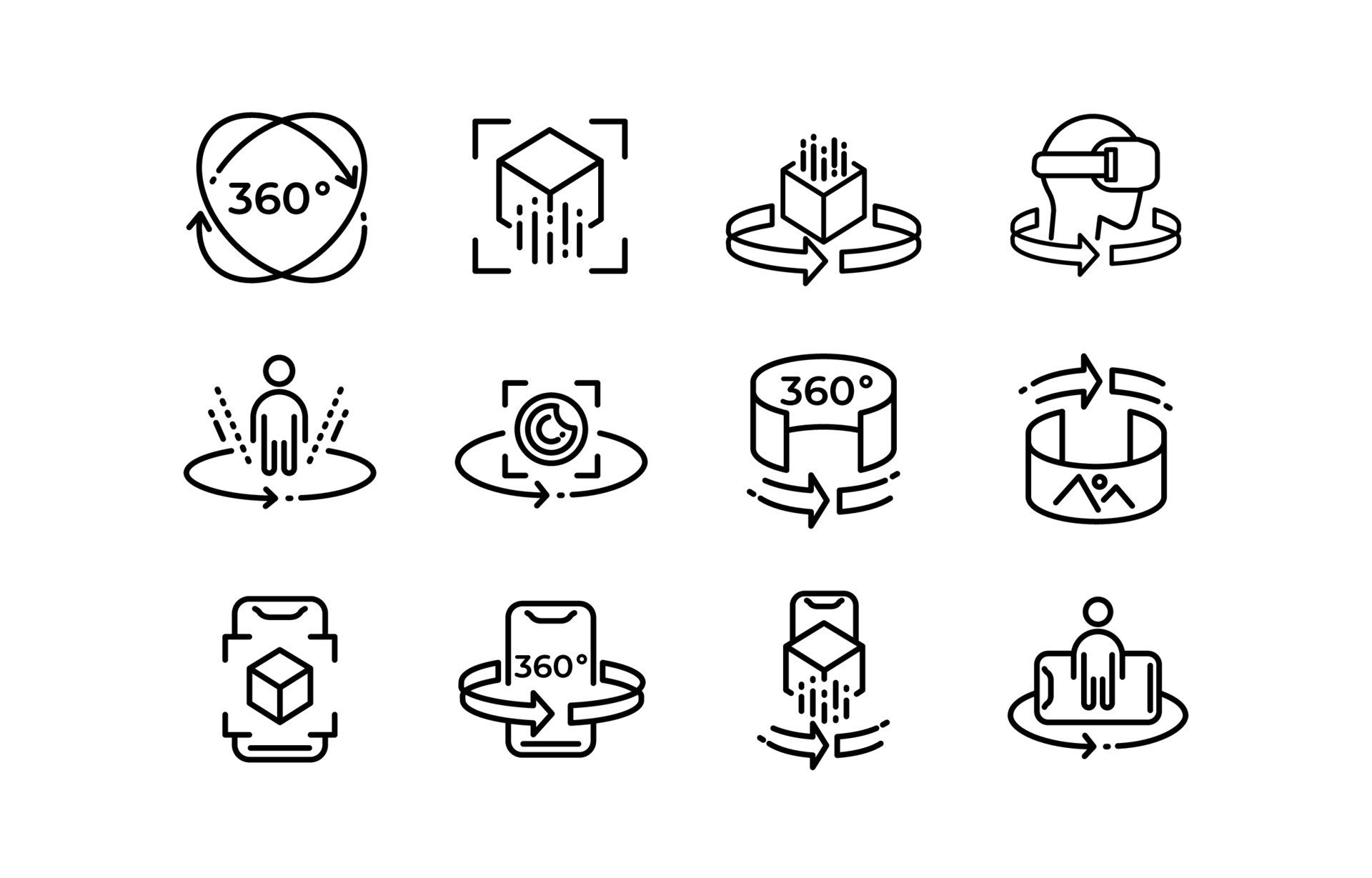 360 Degree Virtual Reality Icon Set 9765204 Vector Art at Vecteezy 360 Degree Virtual Reality Icon Set 9765204 Vector Art at Vecteezy