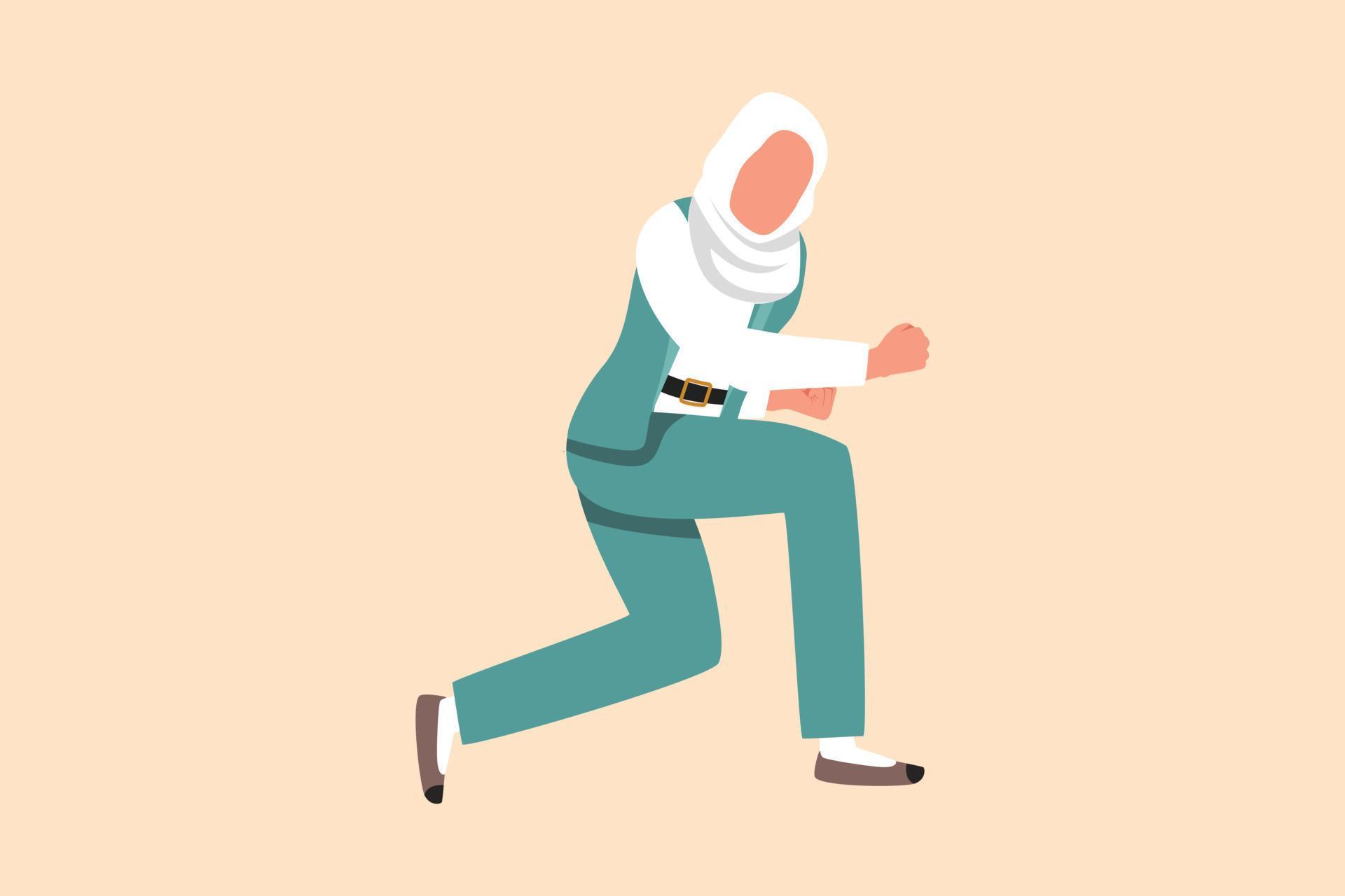 Business Flat Cartoon Style Drawing Happy Arab Businesswoman Bow With Yes Gesture Office Worker