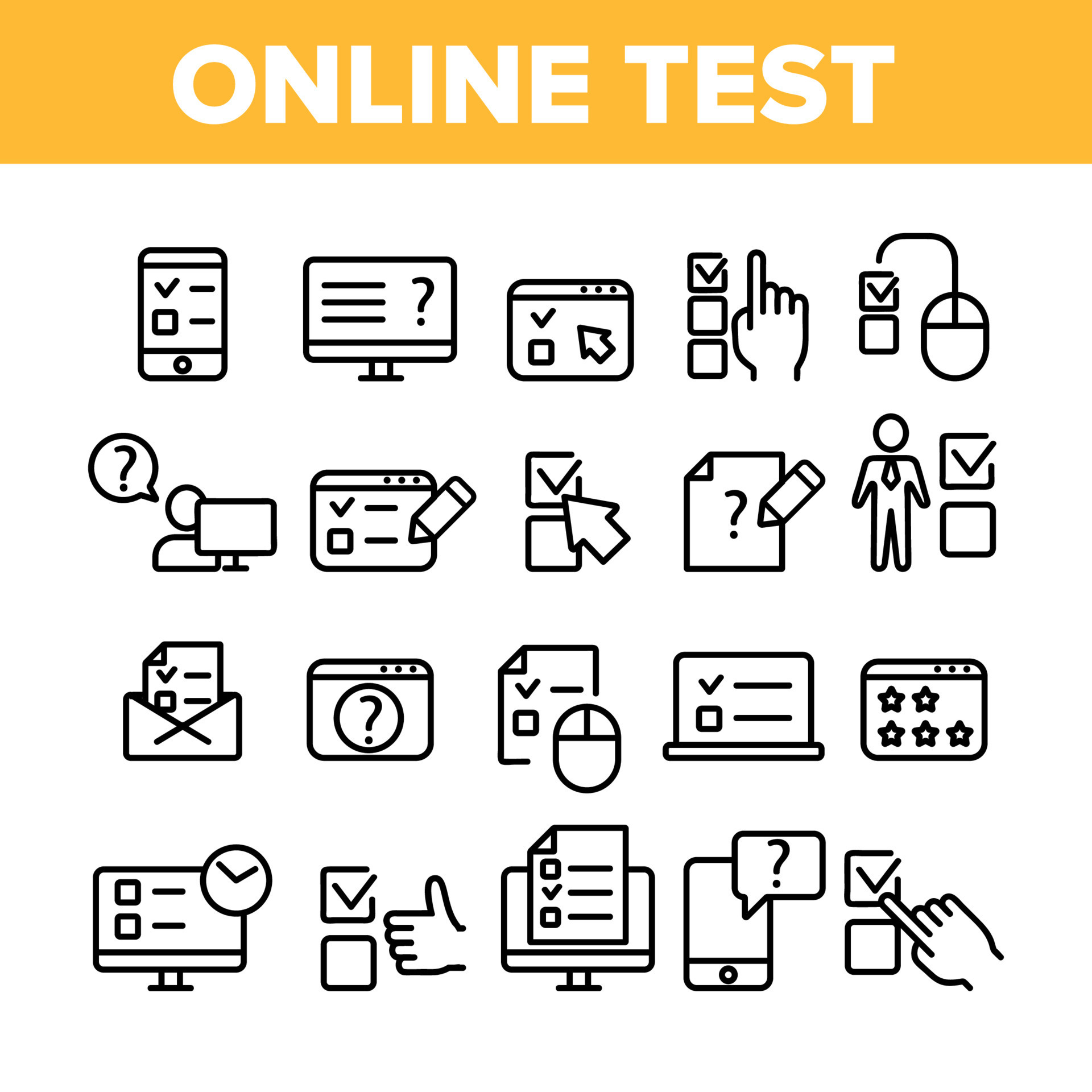 Online Test Collection Elements Icons Set Vector 9766666 Vector Art at ...